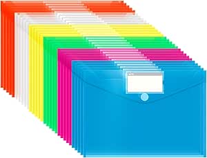 A4 Plastic Wallets, 30 Pack File Folders for Document Paperwork Clear ...