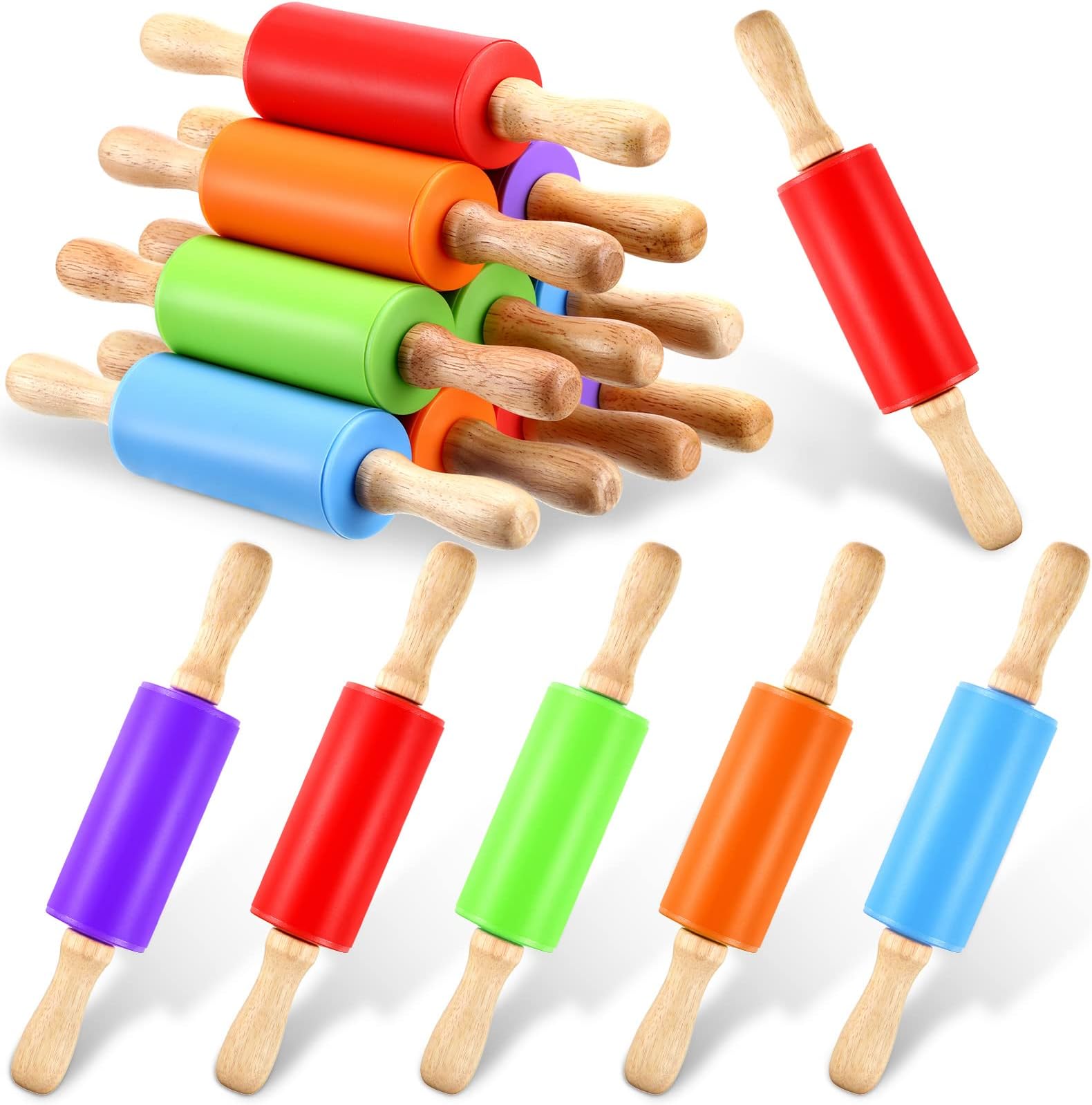 Amazon.com: 10 Pcs Small Rolling Pin Kids 9 Inch Mini Rolling Pin ...