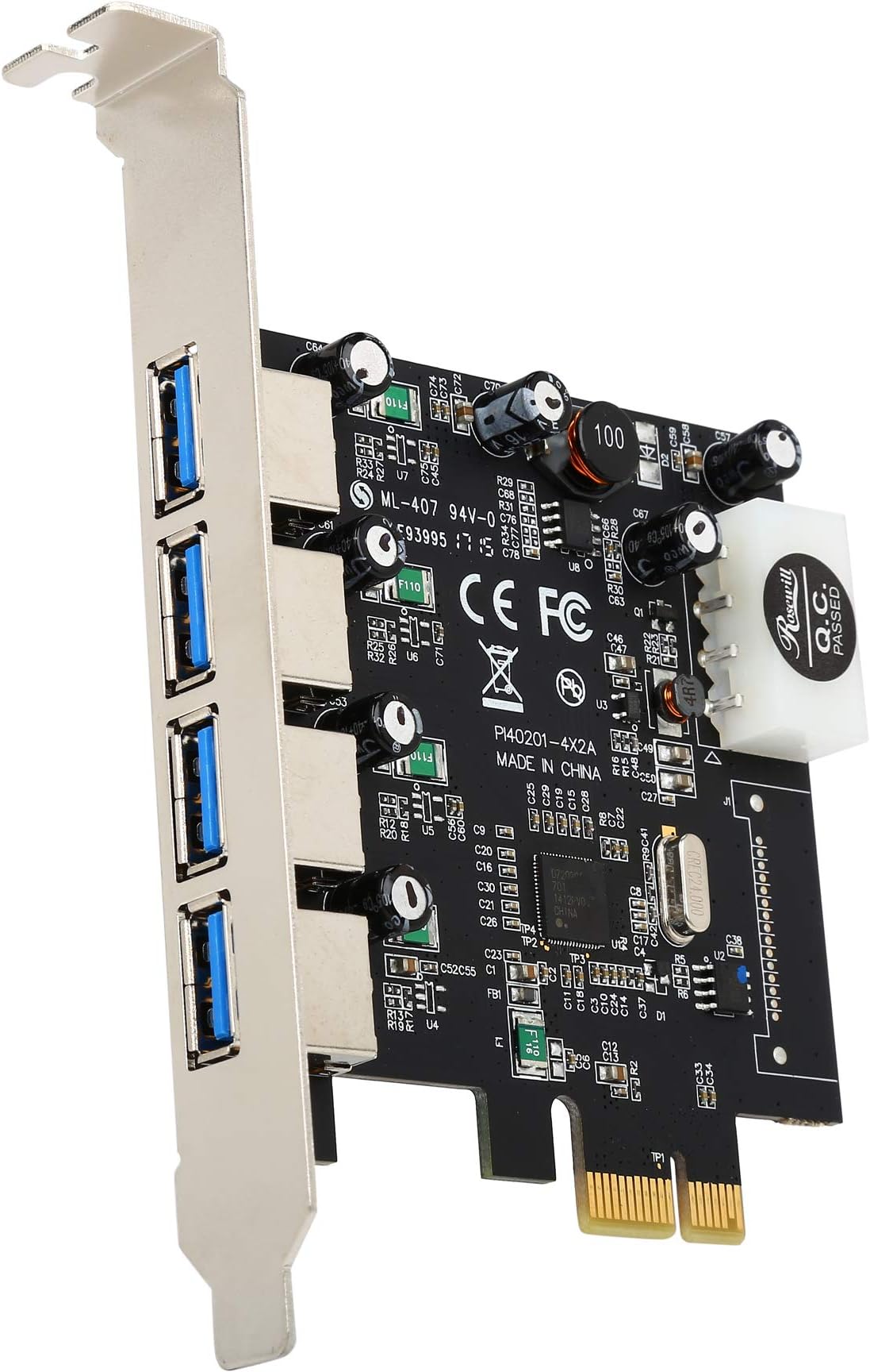 Amazon.com: USB PCIe Card, 4 Port USB 3.0 to PCI Express Card Expansion ...