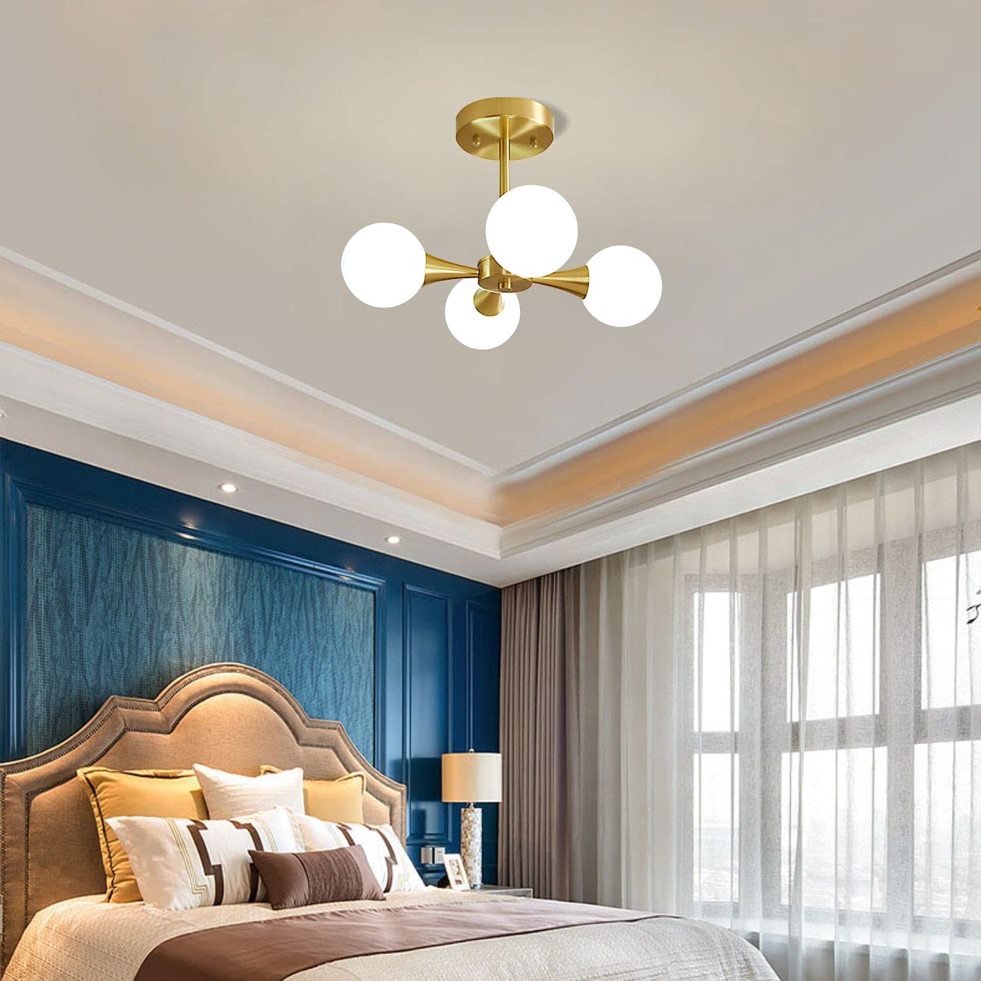 Snapklik.com : KCO Lighting Modern Globe Ceiling Light Gold Semi Flush ...