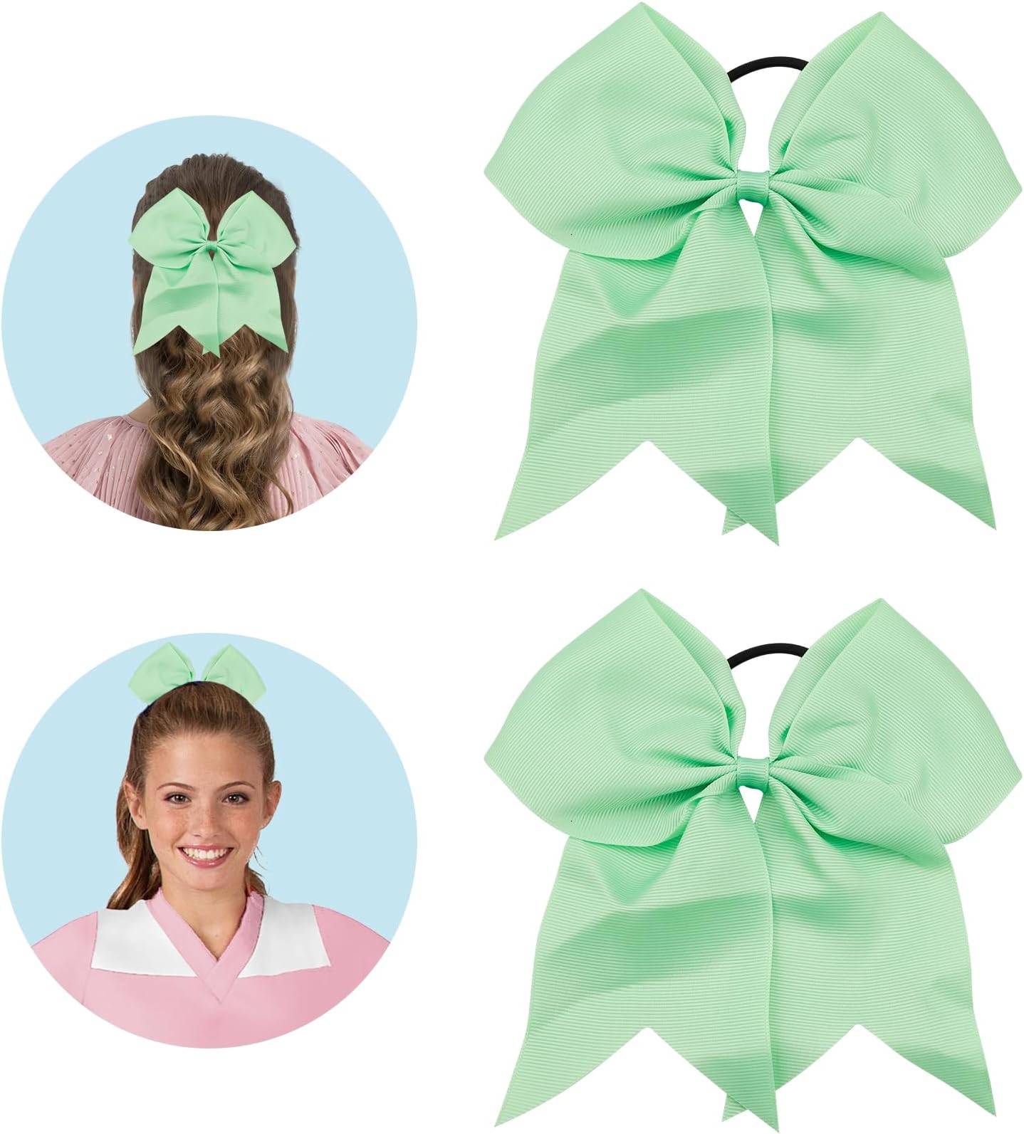 Amazon.com : Large Cheer Bows for Cheerleaders Light Green Hair Bows ...