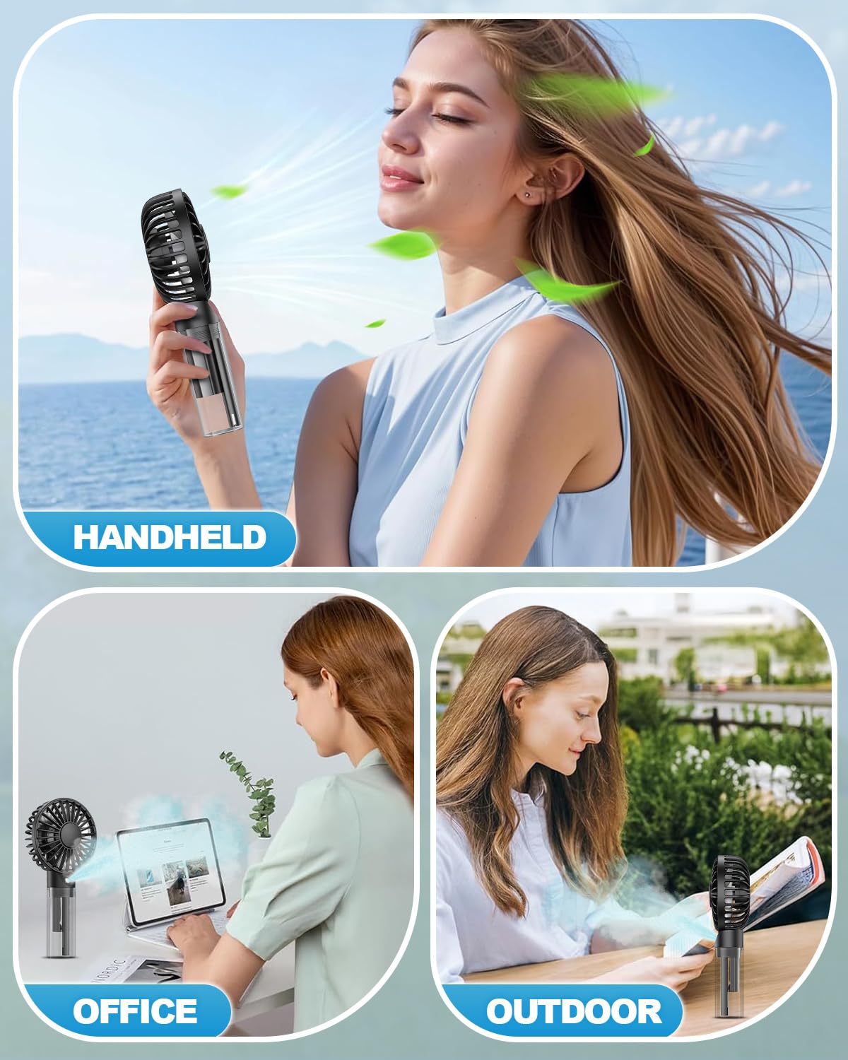 Snapklik.com : Portable Misting Fan, Rechargeable Variable Speed ...