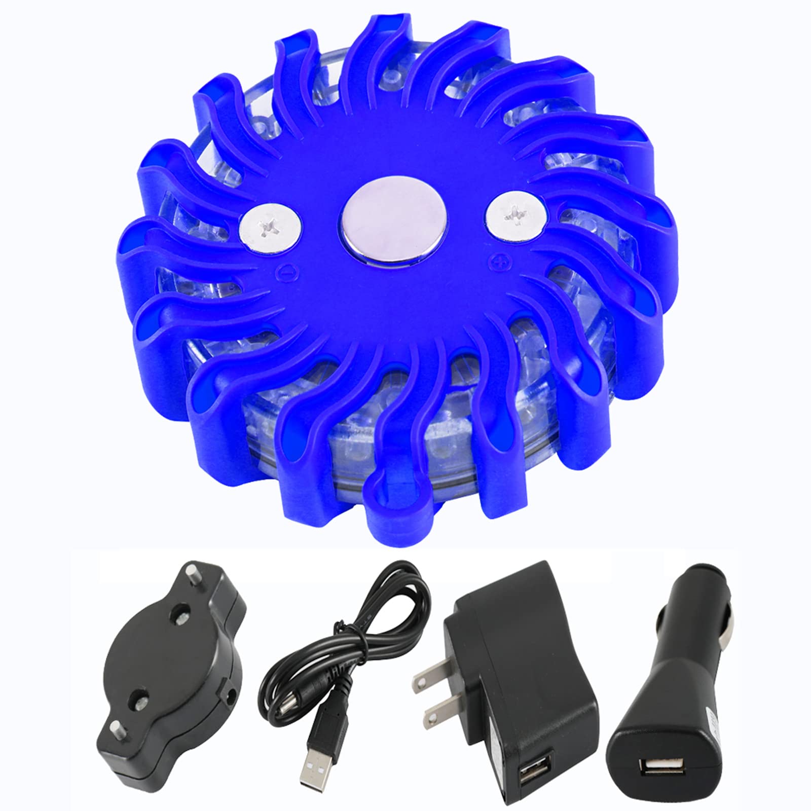 Buy Blue Rechargeable Led Road Flares Emergency Disc Flashing Warning ...