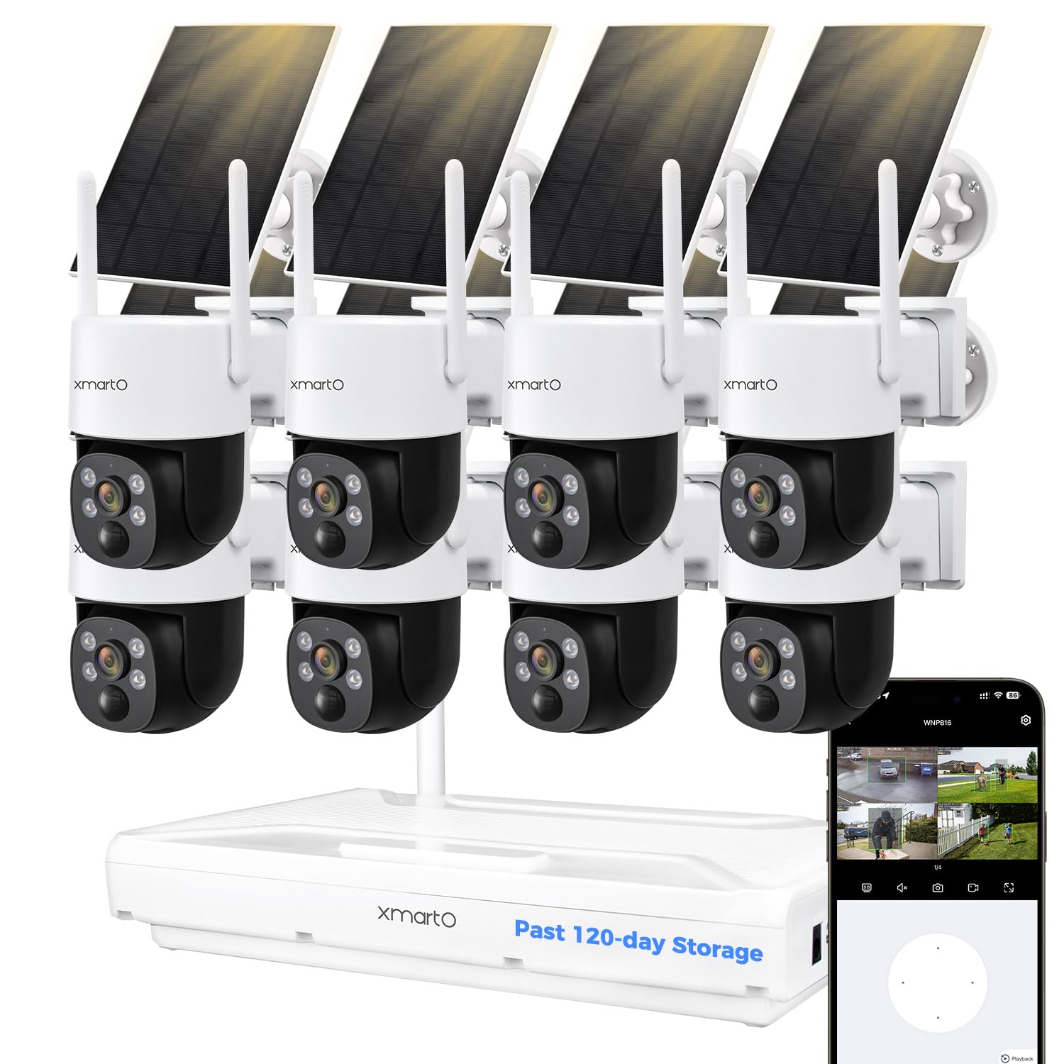 Amazon.com : XMARTO QHD Wire-Free Solar Security Camera System Outdoor ...