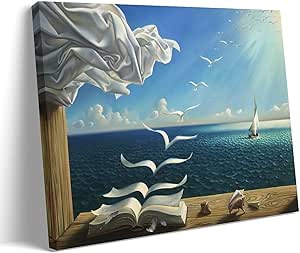 YYUEQIL Salvador Dali Wave Book Painting Poster Artworks Canvas Room ...