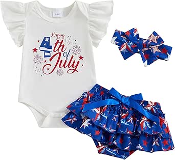 Amazon.com: YUELANSWEET 4th Of July Baby Girl Outfit Newborn Outfits My 1st Fourth Of July ...