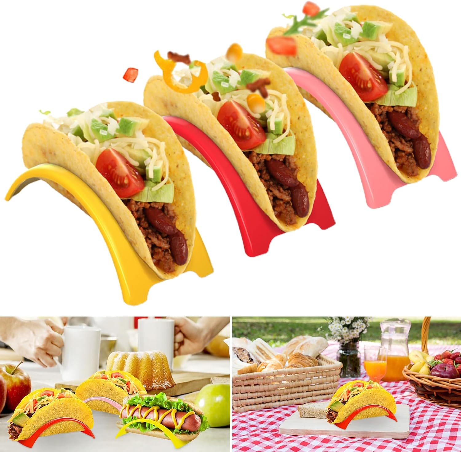Amazon.com: 6/12Pcs Taco Holder Stand, Food Grade BPA-Free Taco Holders ...