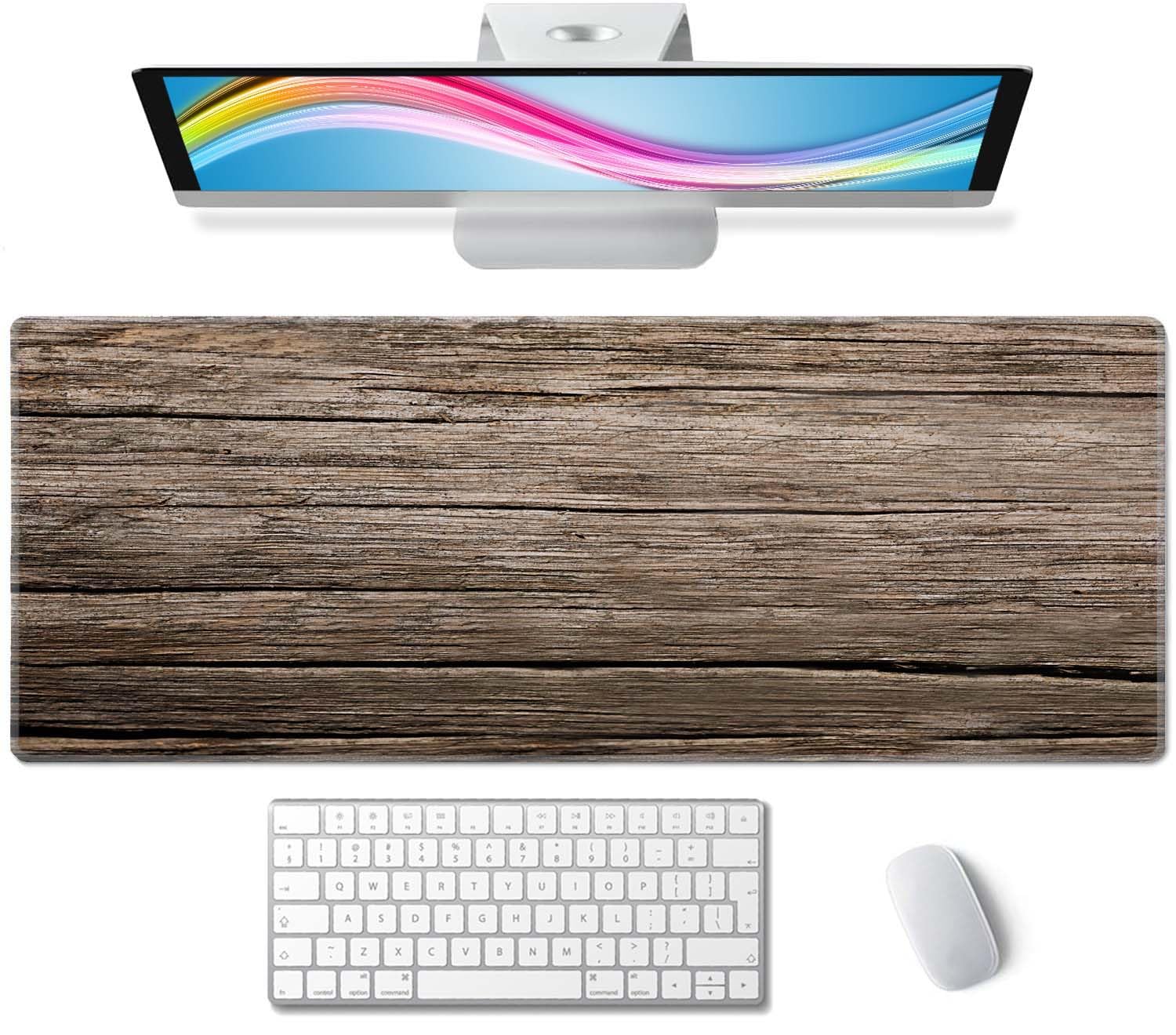 Amazon.com: Old Wood Desk Mat Mouse Pad XL Extended Large Gaming Desk ...