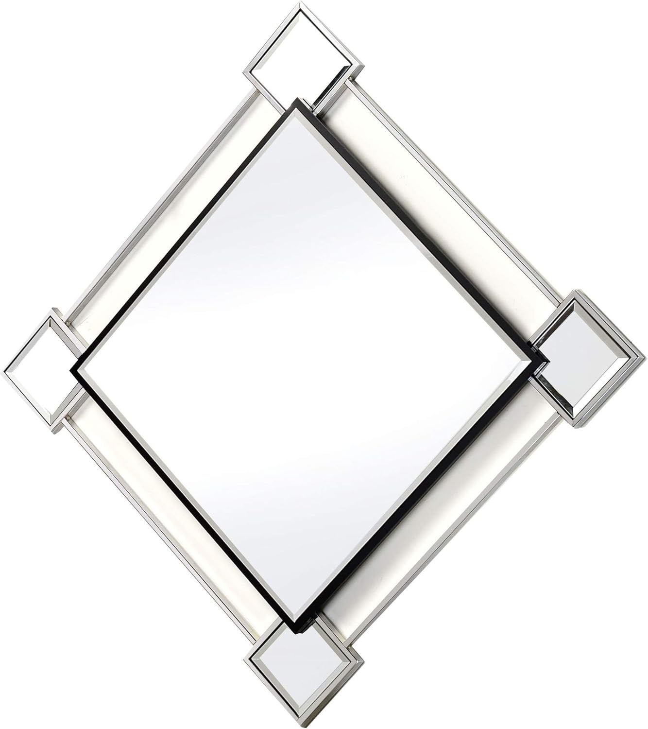 Amazon.com: Benjara Diamond Shaped Beveled Accent Wall Mirror Inserts ...