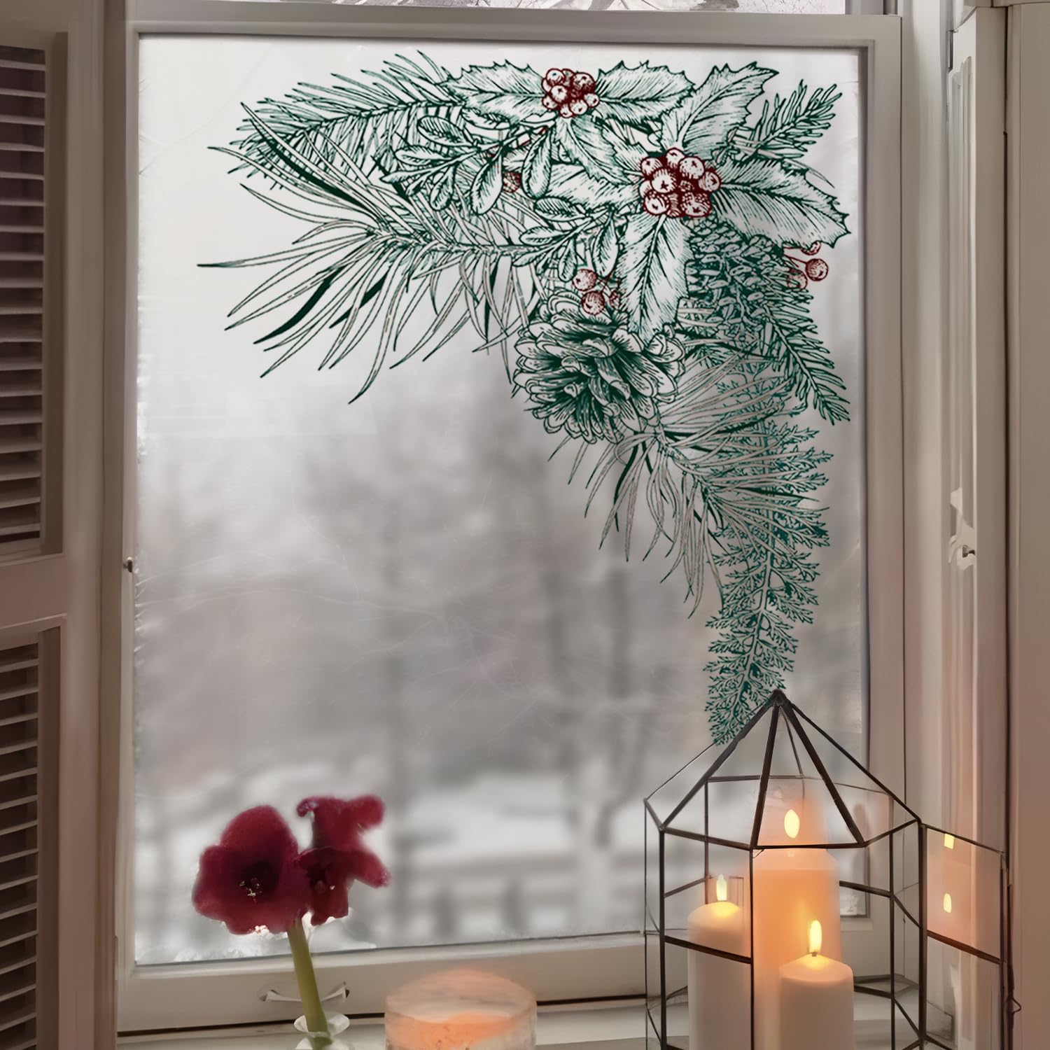 Amazon.com: funlife Double-Sided Window Clings, Christmas Border Window ...
