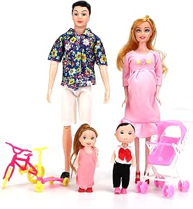 WBTY Family Dolls Set Include Dad, Pregnant Mom with Baby in Tummy ...