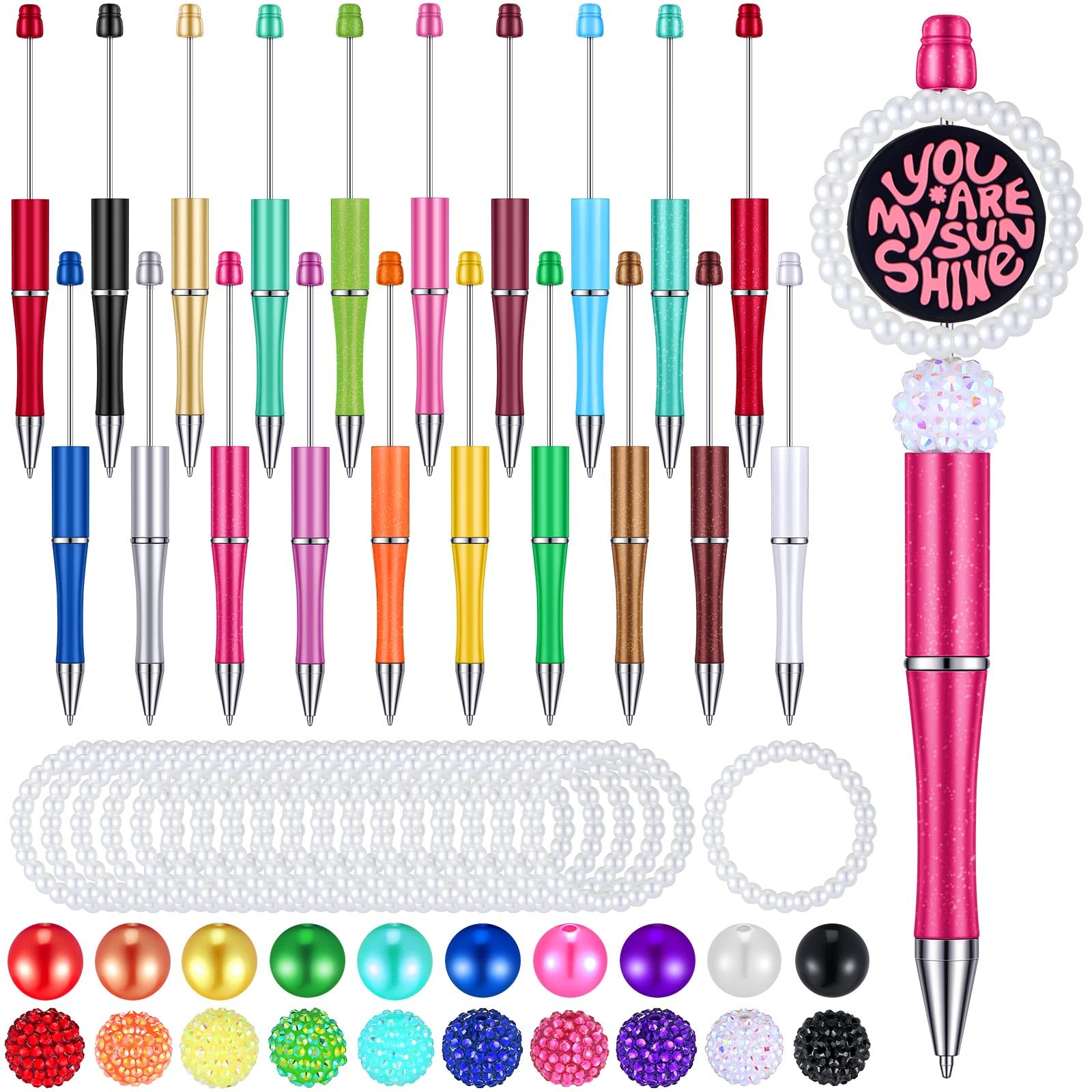 Amazon.com: Noveread 20 Sets Beadable Pens Bulk with Acrylic Beadable O ...