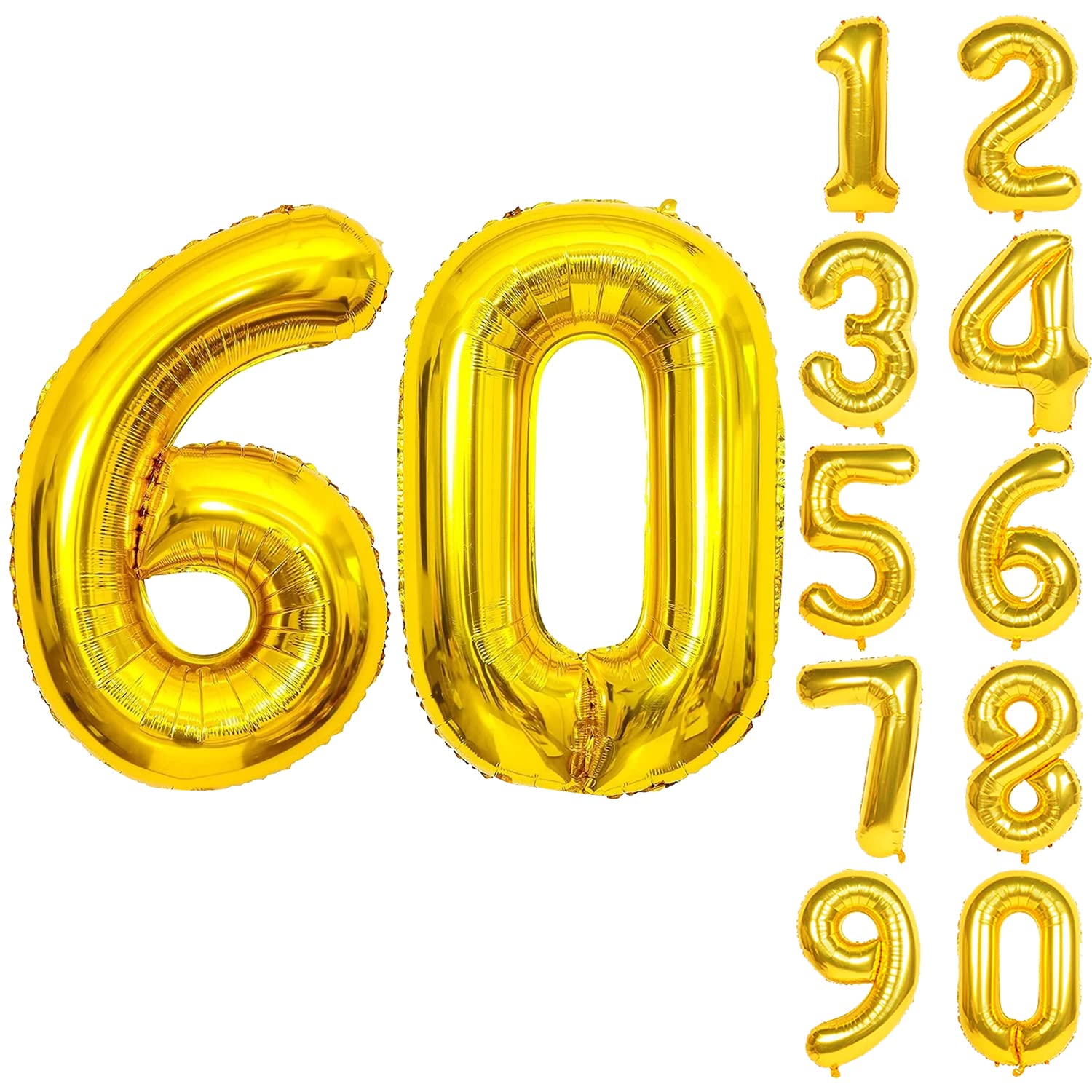 Party Propz Number 60 Foil Balloon, Golden Number Foil Balloon - 16 ...