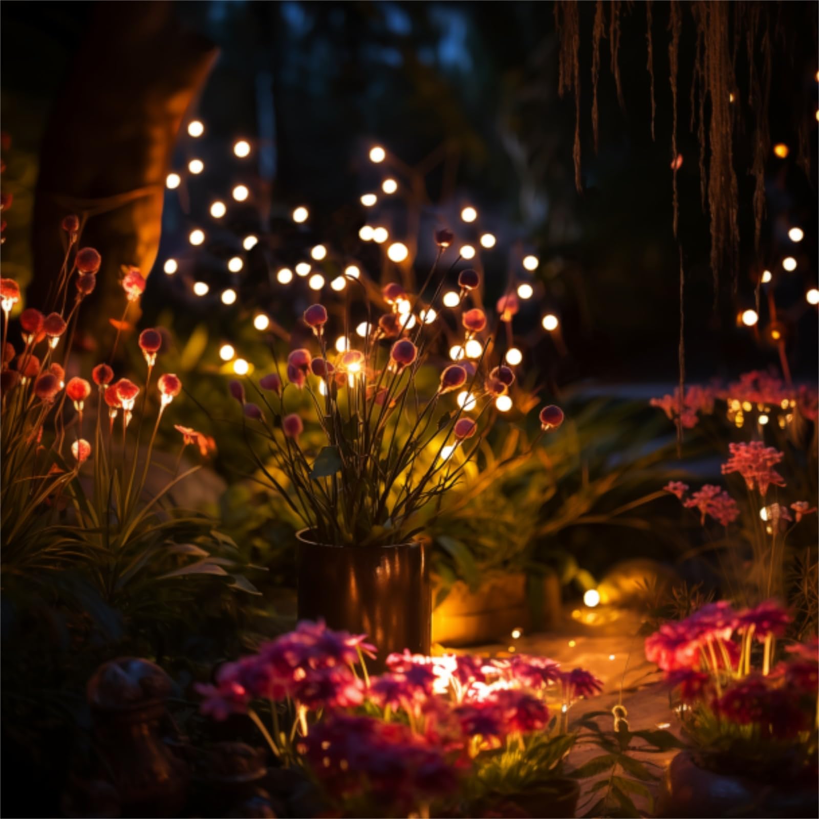 Amazon.com : Solar Firefly Lights Outdoor Garden, 2 Pack Total 16LED ...