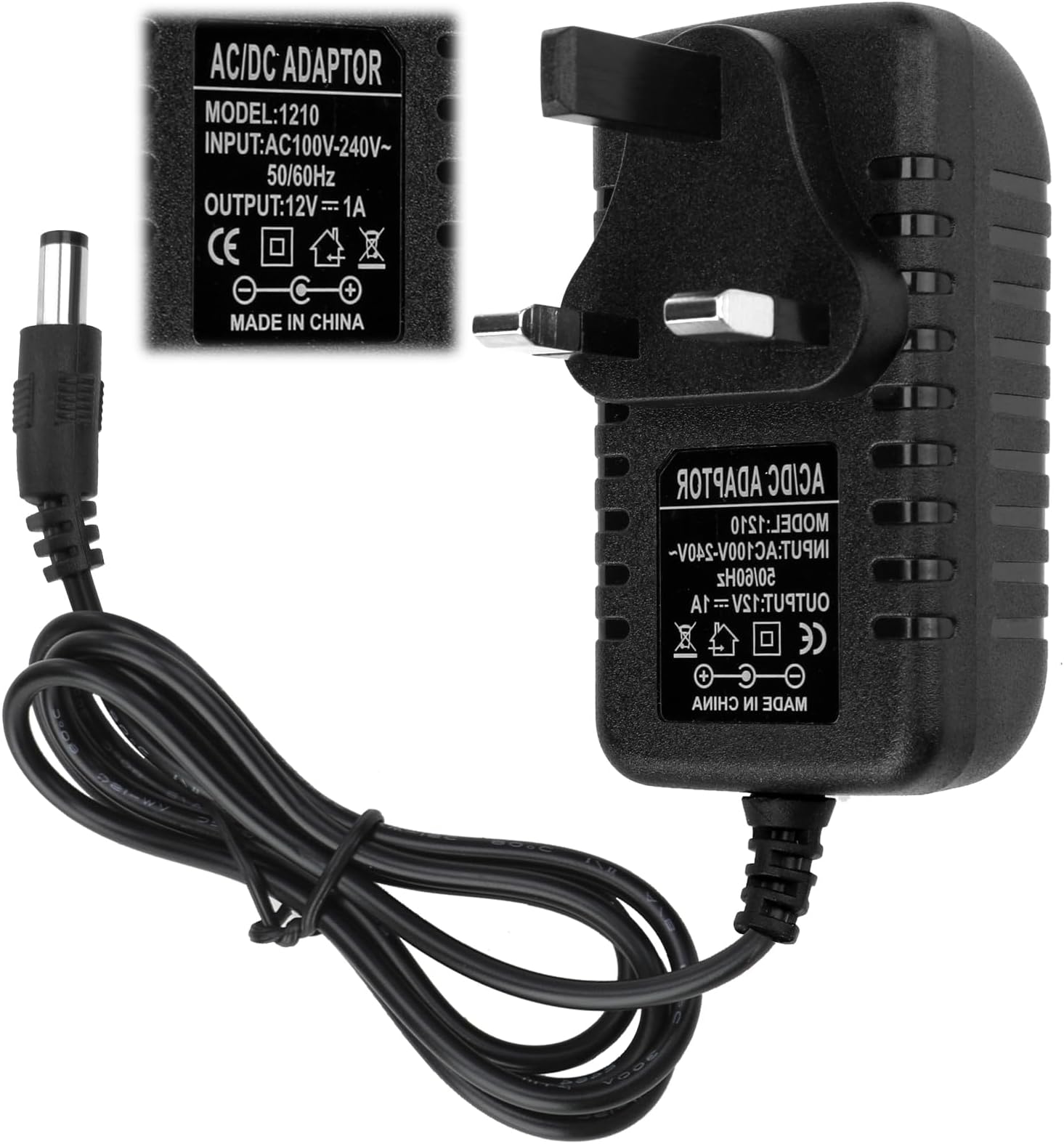 12V 1A Power Adapter, AC Adapter 100-240V to 12V DC Power Supply Driver ...