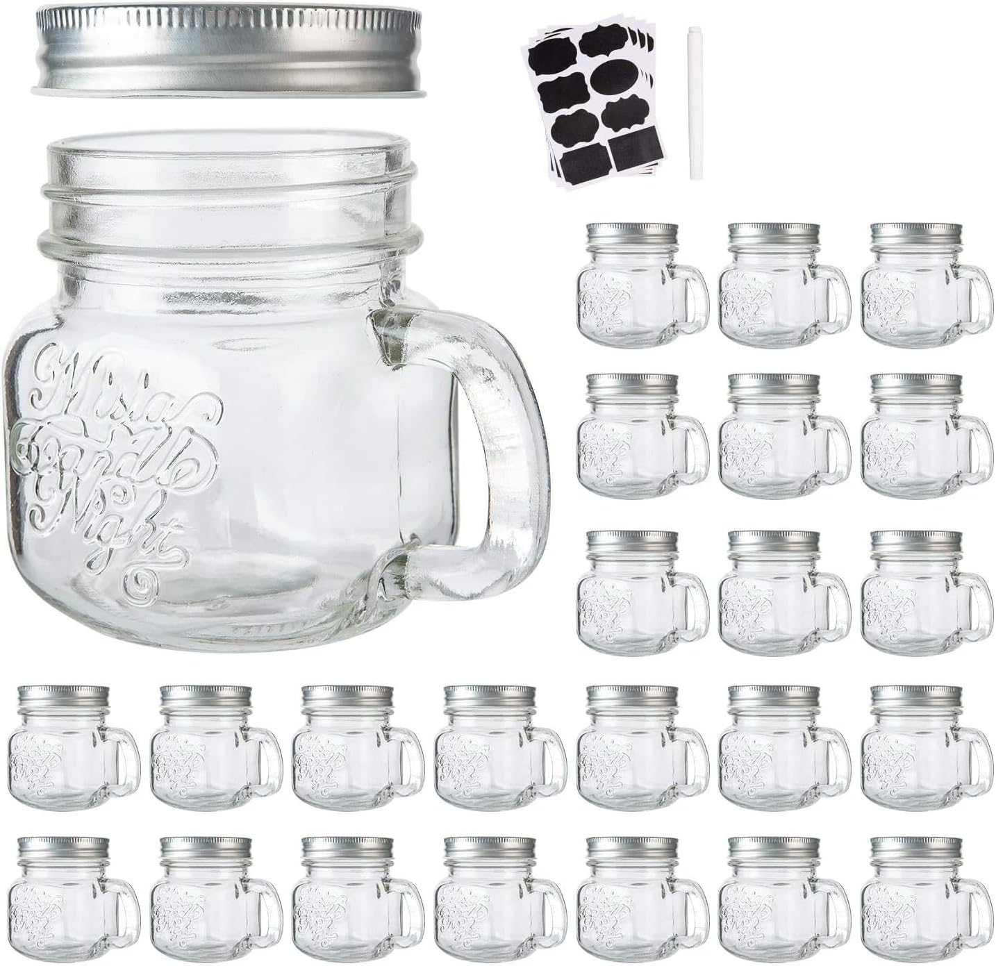 Amazon.com: 8 oz Glass Mason Mugs with Silver Lids,Mason Jar Glasses ...