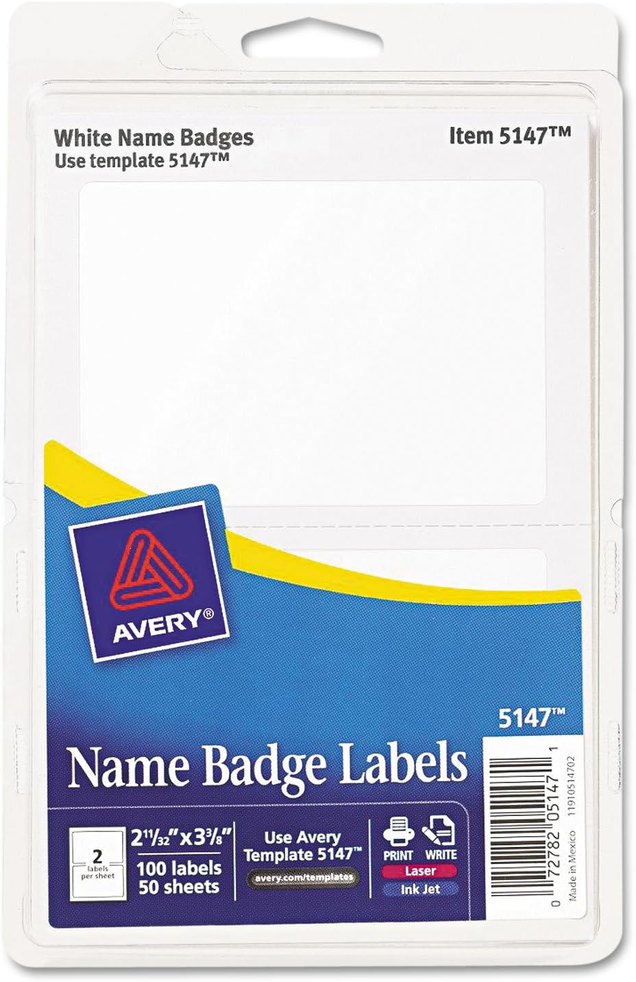 Amazon.com : Printable Adhesive Name Badges, 3.38 x 2.33, White, 100 ...