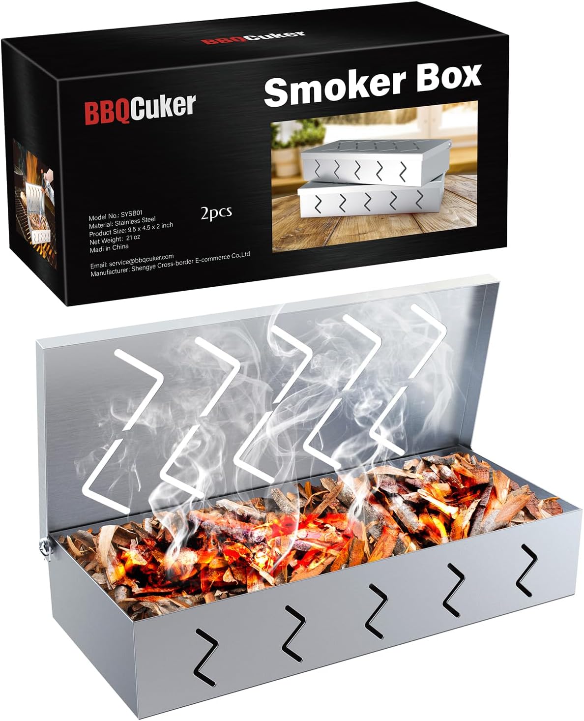 Amazon.com: BBQCuker 2 Pack Grill Smoker Box, Stainless Steel Food Safe ...