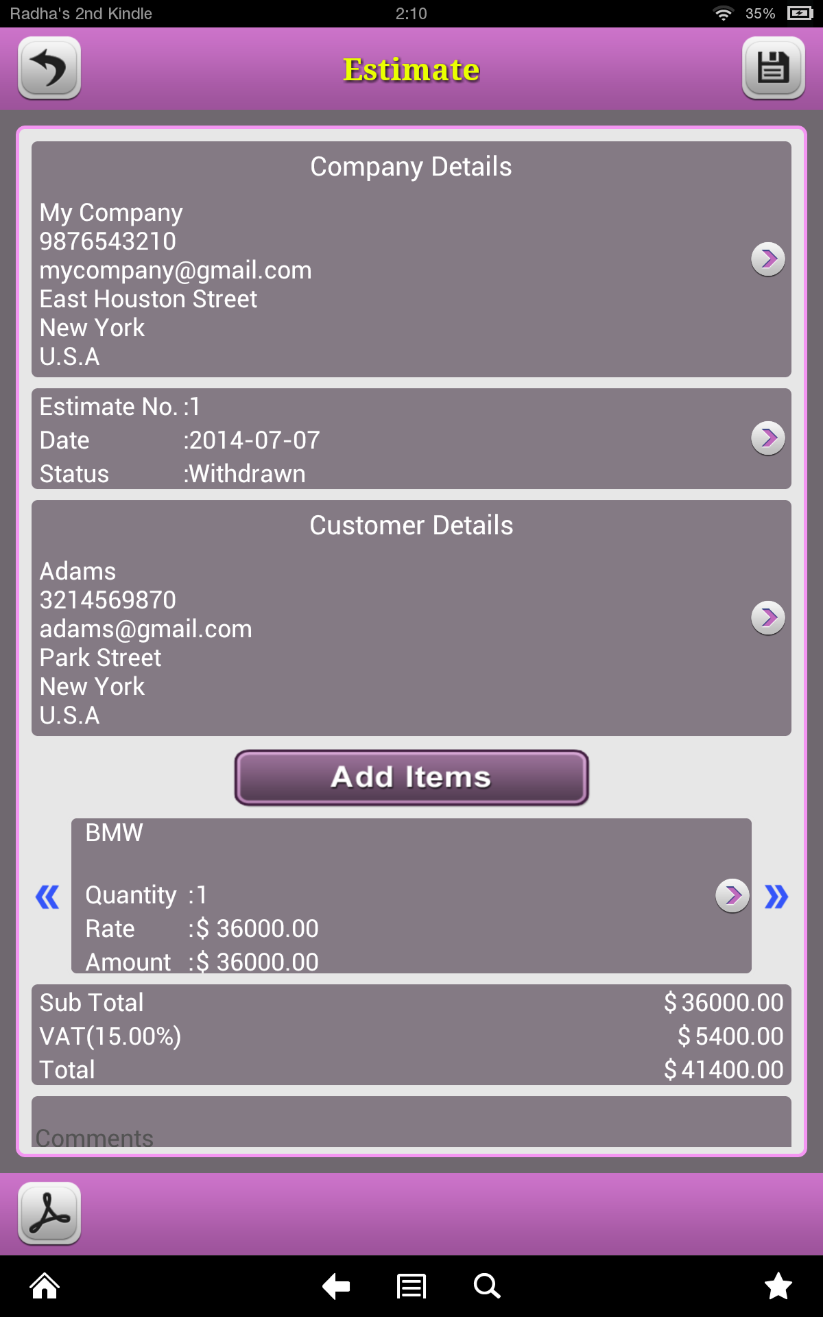 Quick Invoice Pro for Kindle Fire - App on Amazon Appstore