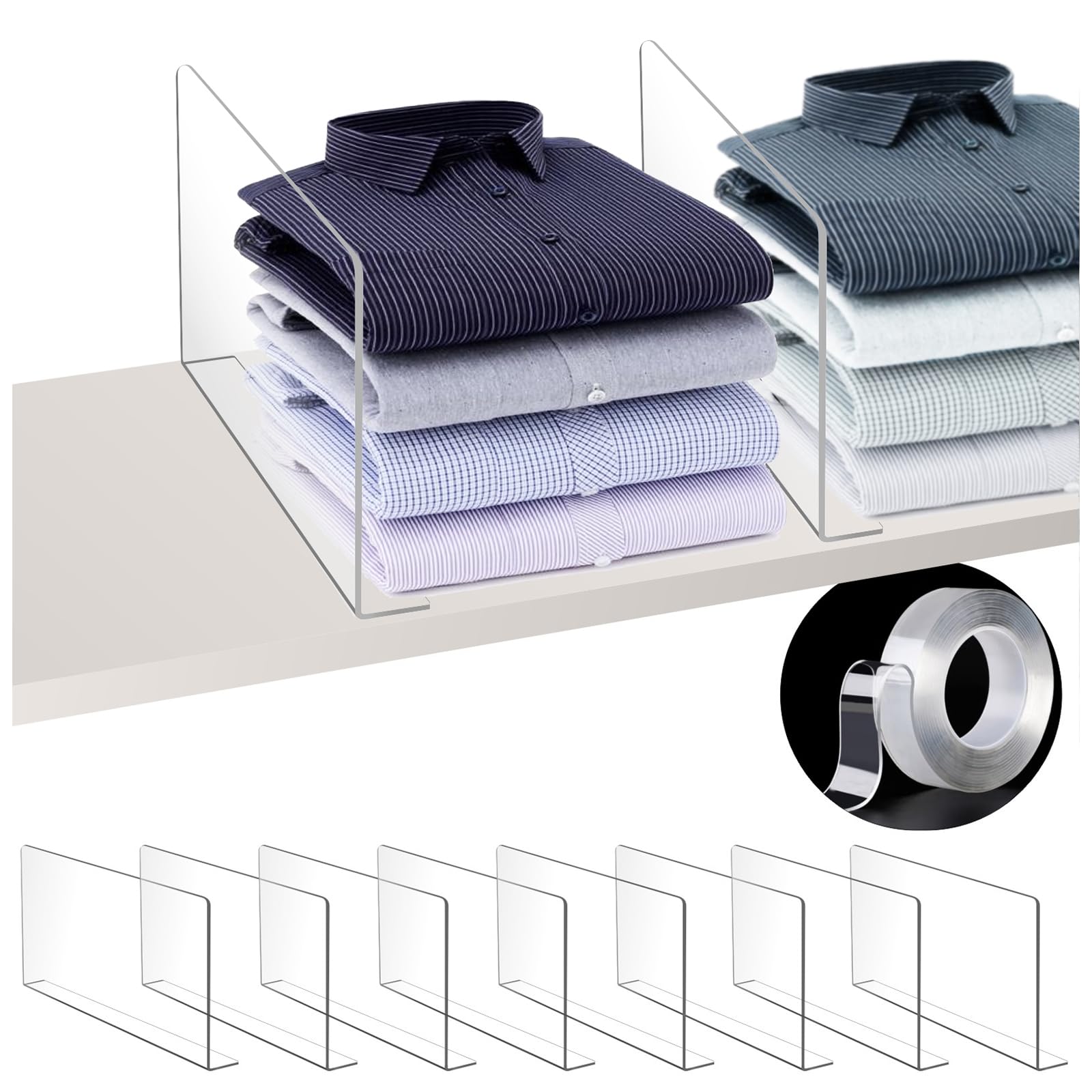 Closet Shelf Organizer 12 Pack Acrylic Shelf Dividers Clear Shelf ...
