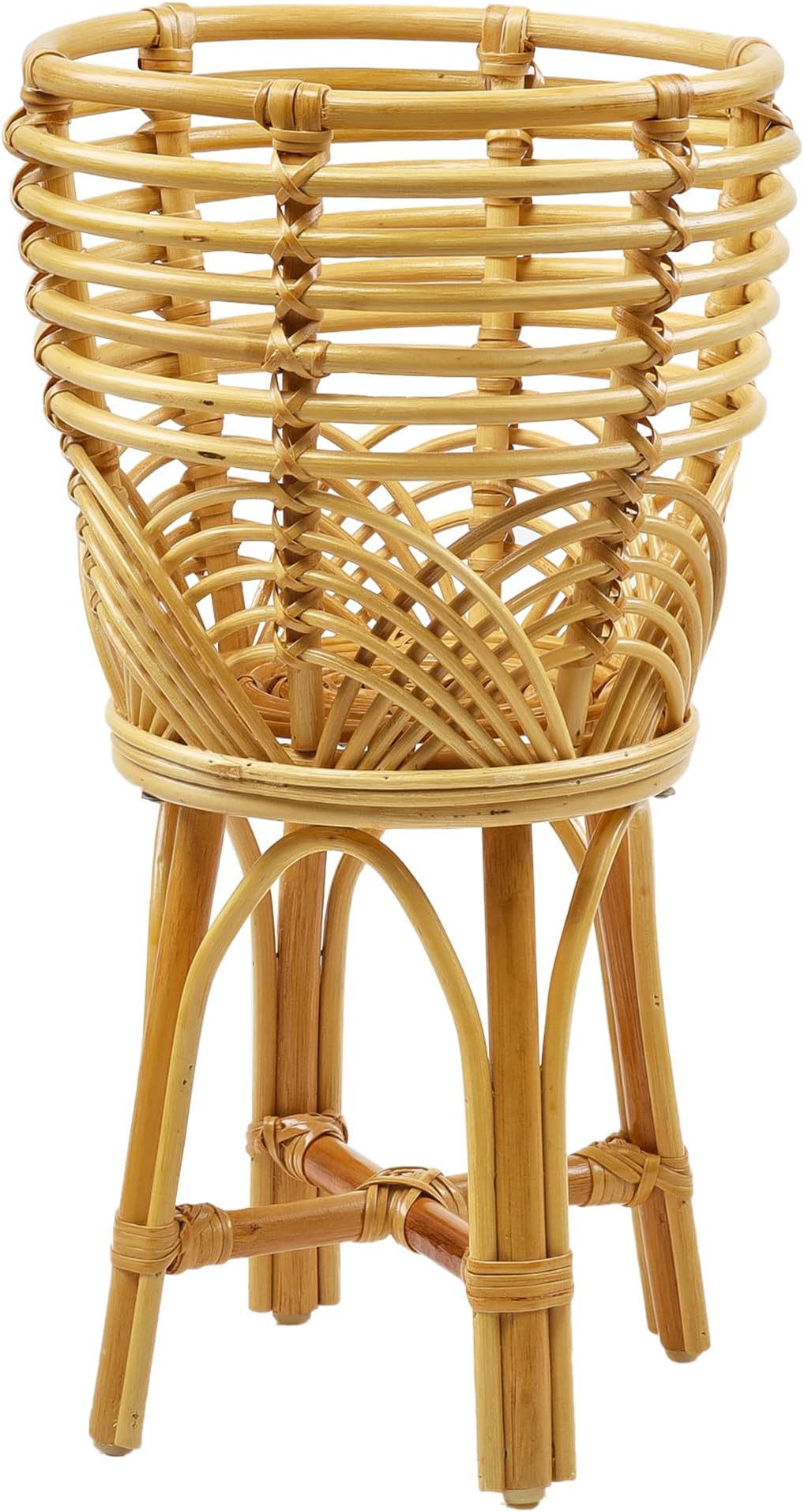 Amazon.com: DAN TRA Mid Century -Rattan -Plant -Stand -with -Legs - Woven Rattan -Planter Stand ...