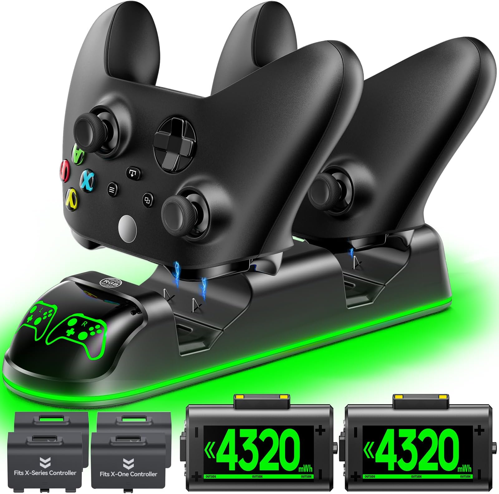 OIVO XSX Controller Charger Station with 2 Packs Rechargeable Battery ...
