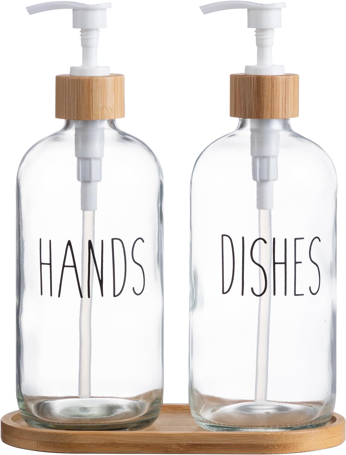 Amazon.com: Glass Soap Dispenser Set for Bathroom or Kitchen - White ...