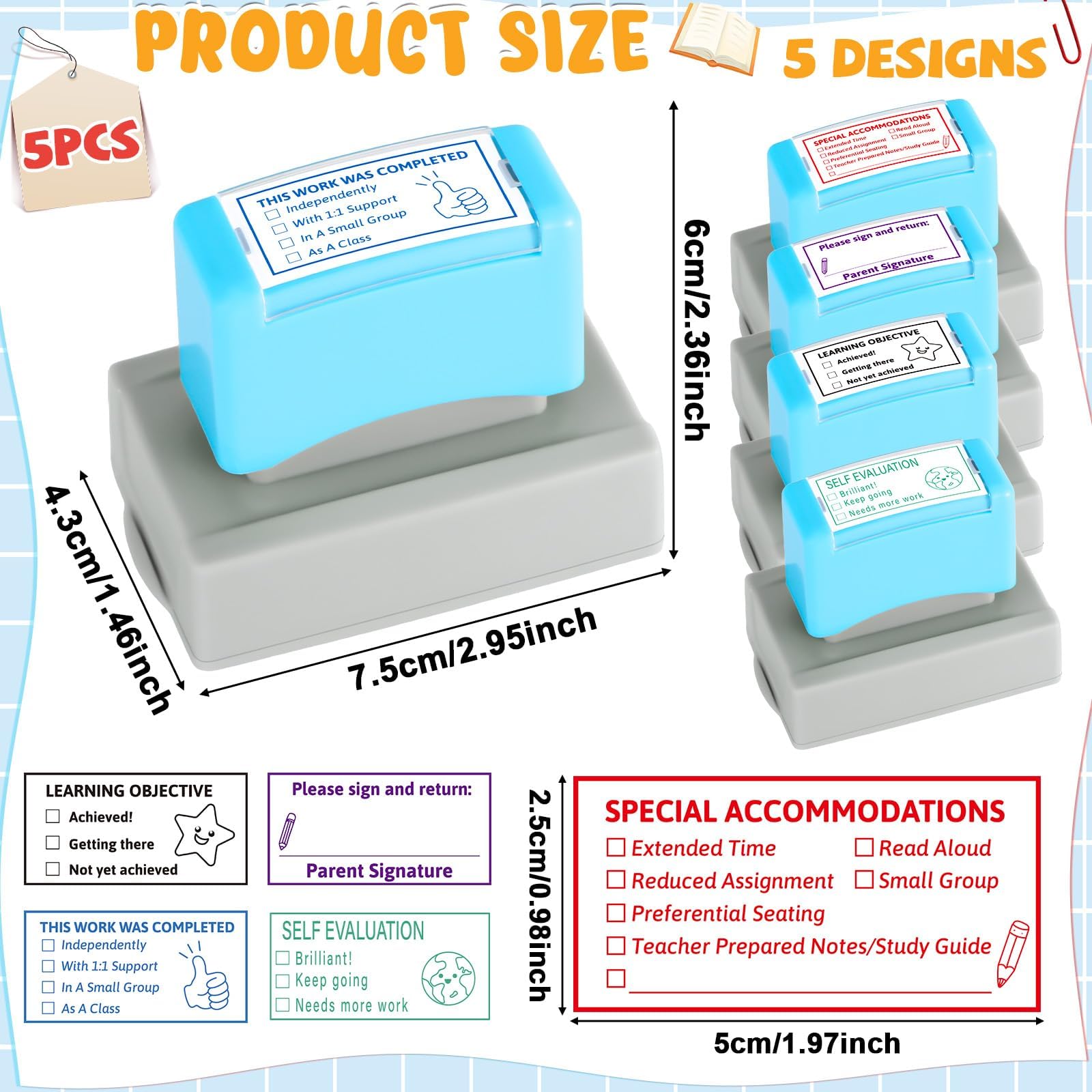 Snapklik.com : 5PCS Teacher Stamps For Classroom Self-inking ...
