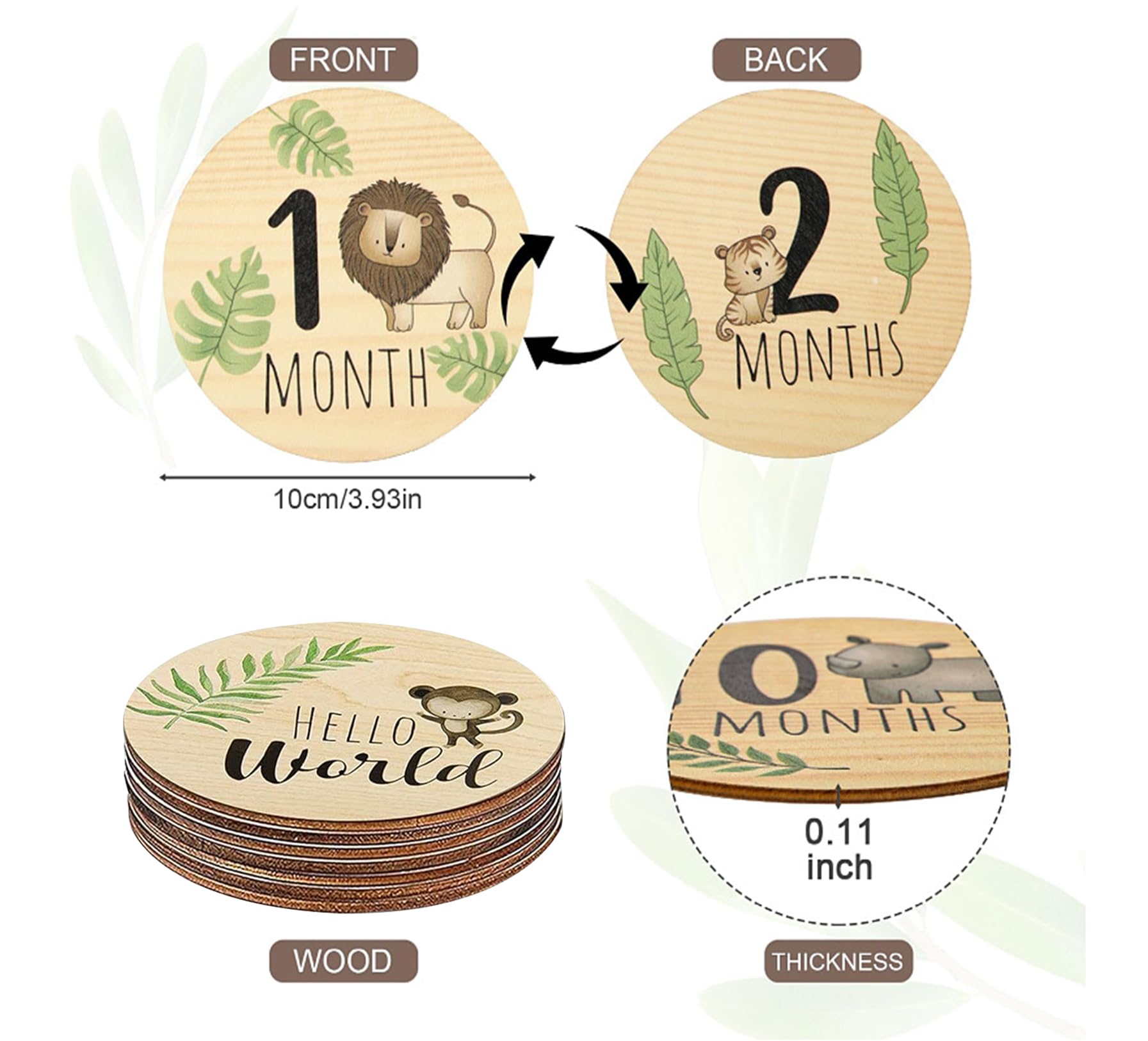 Snapklik.com : Wooden Baby Monthly Milestone Marker Discs