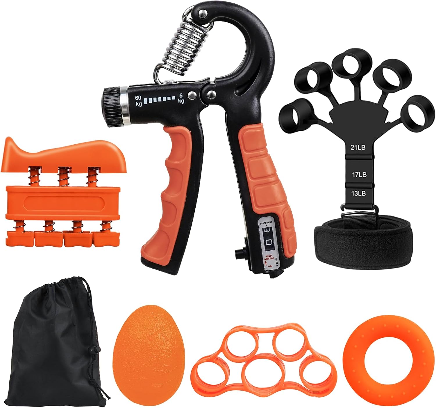 Soulbytes Grip Strength Trainer Kit with Finger Strengthener, Hand Grip ...