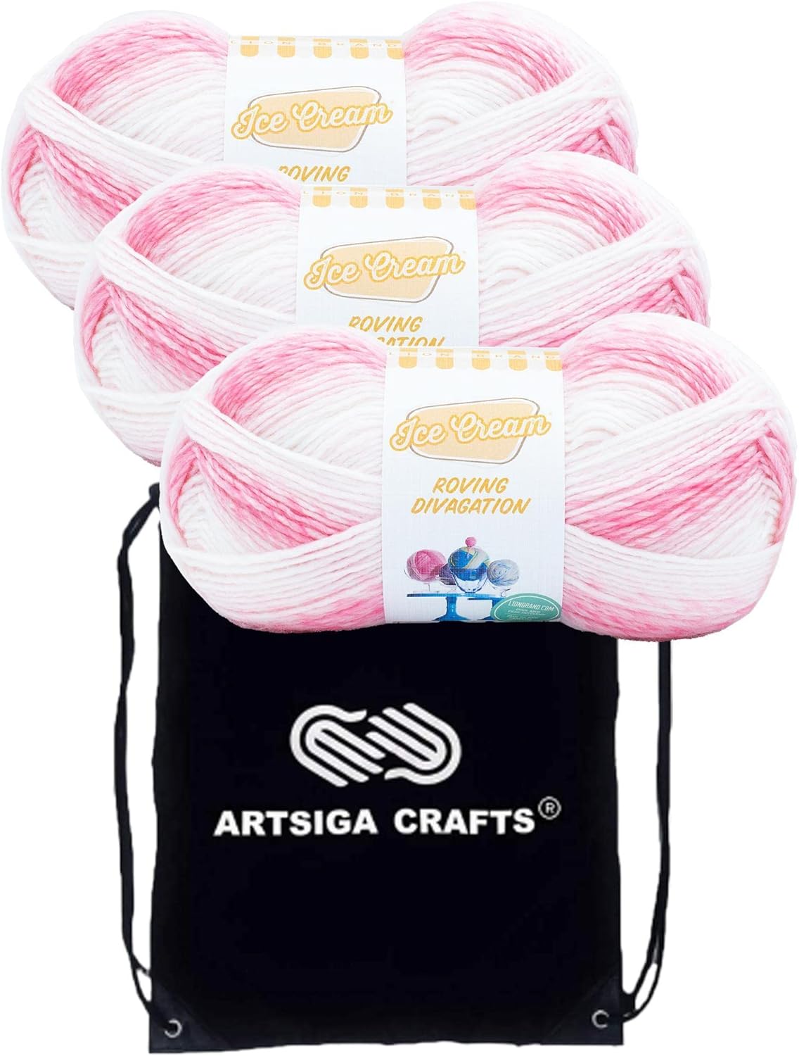 Amazon.com: Lion Brand Ice Cream Roving Stripes Strawberry Shortcake ...