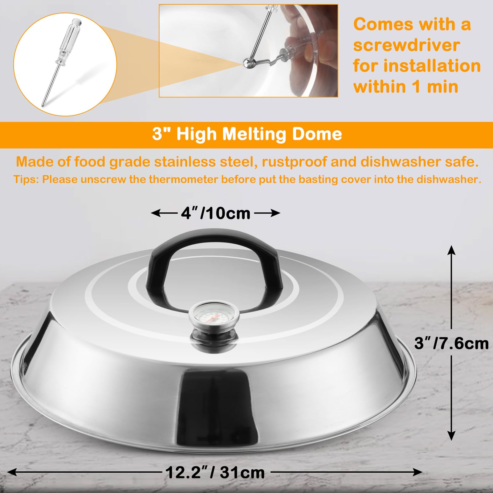 Snapklik.com : 12 Inch Basting Cover For Griddle, Leonyo Melting Dome ...