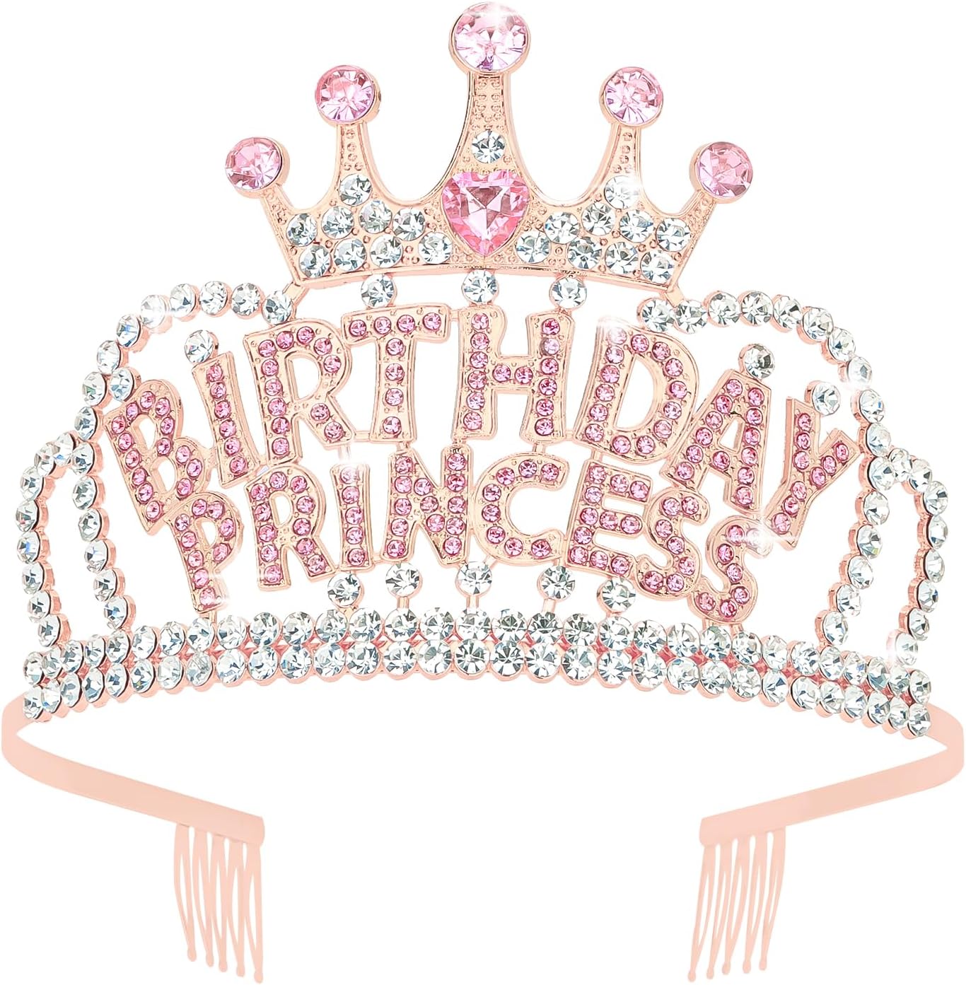 Amazon.com: CIEHER Pink Birthday Princess Crown Birthday Crowns for ...