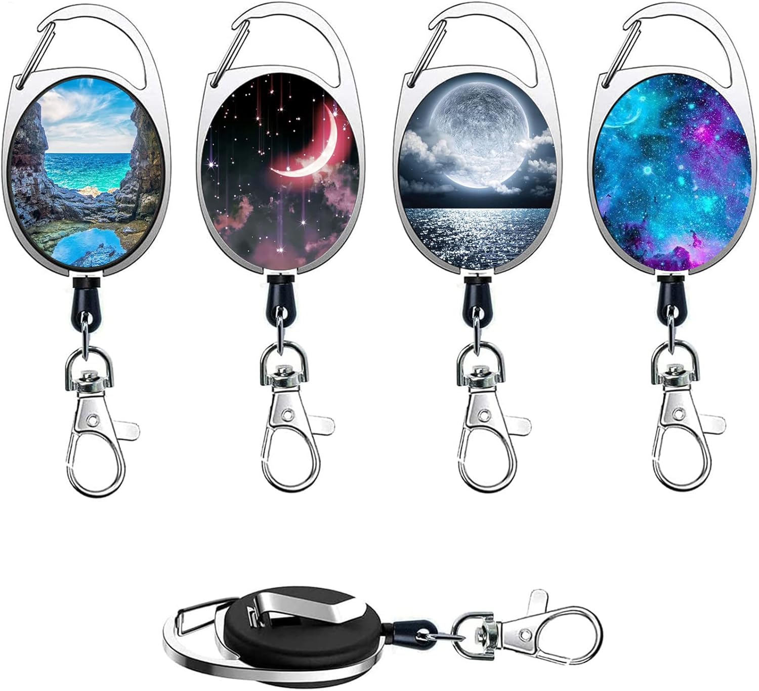 Ulife Mall 4 PCS Personalised Retractable Keychains Badge Reel Clips ...