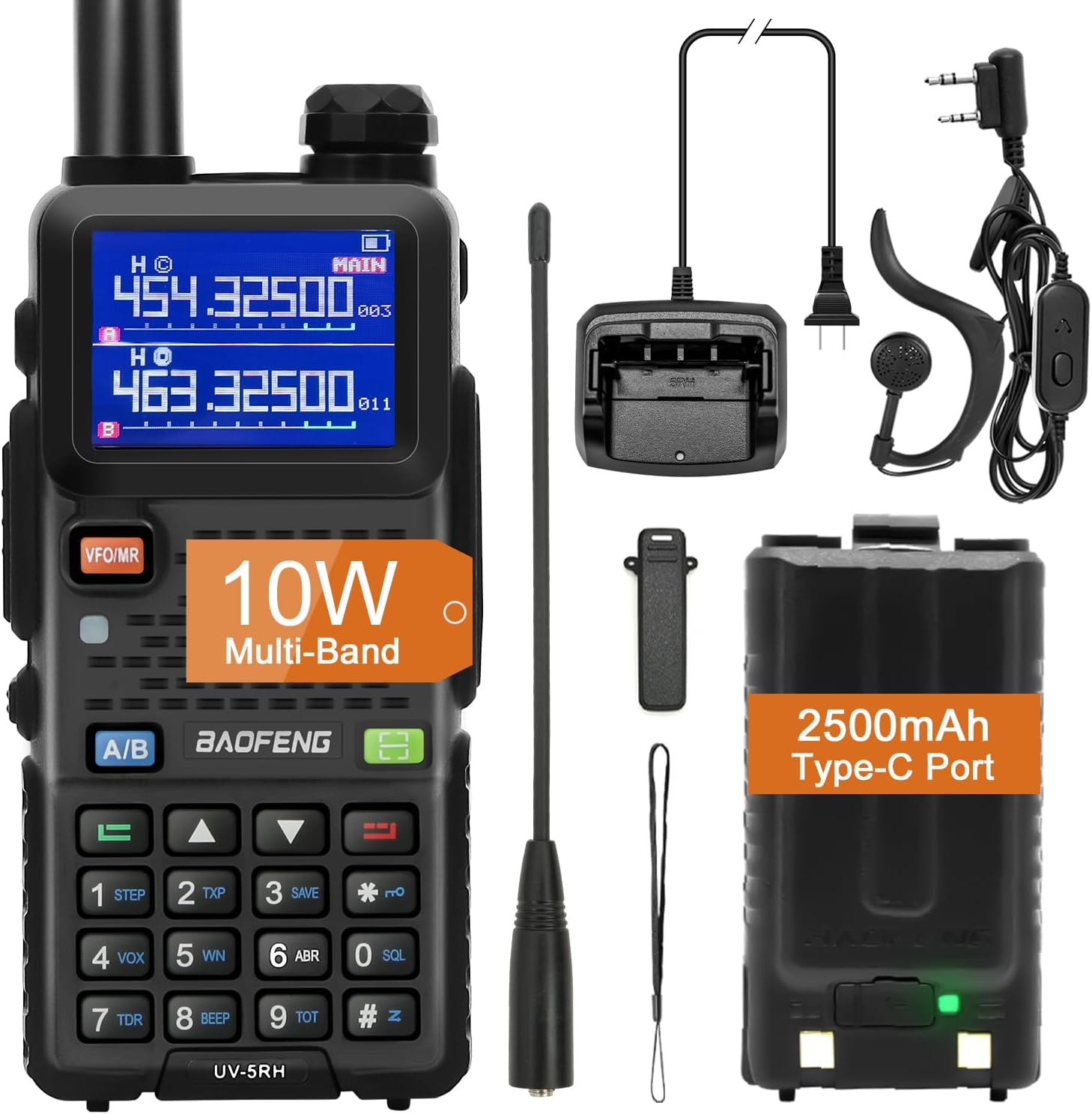 Amazon.com: BAOFENG 5RM 10W (Upgrade of UV-5R) Ham Radio Long Range ...