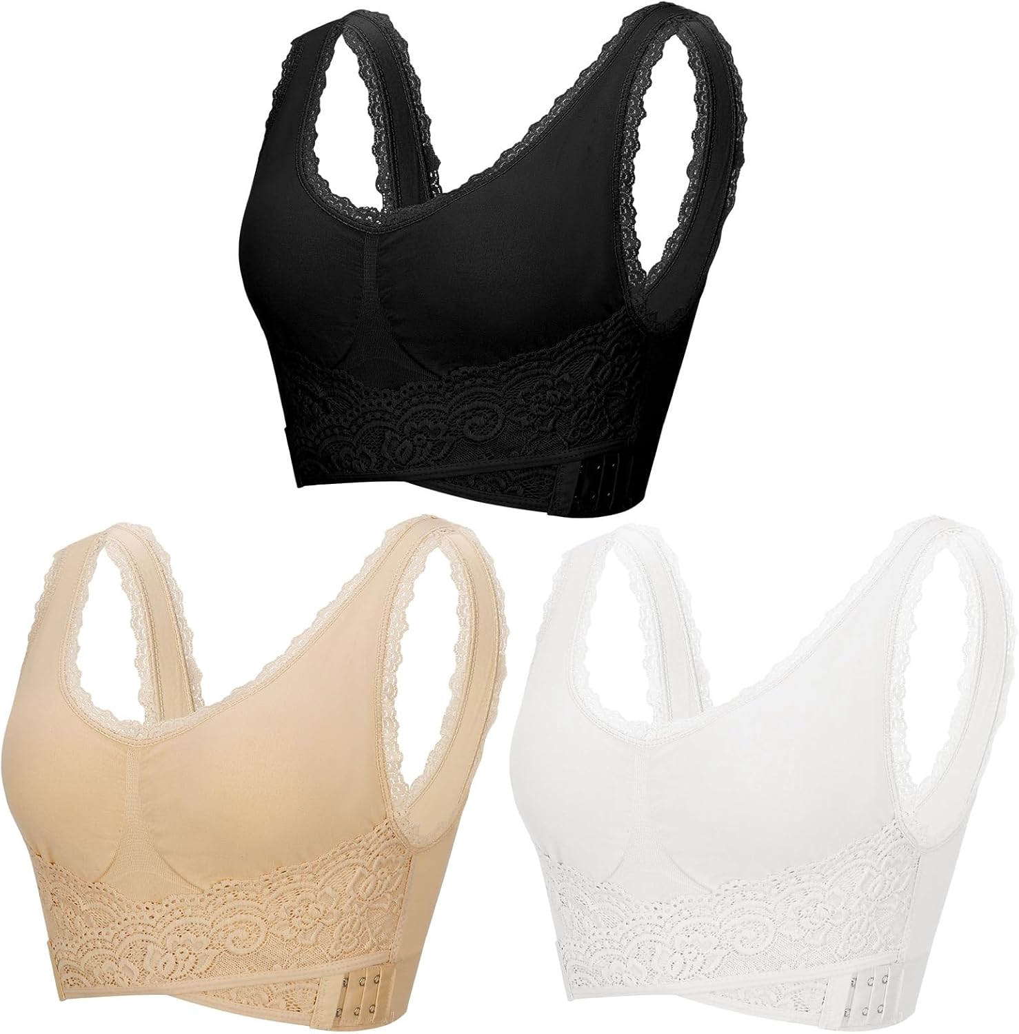 FRIUSATE 3 Pieces Kendally Bra,Comfy Corset Bra Front Criss Cross Bras ...