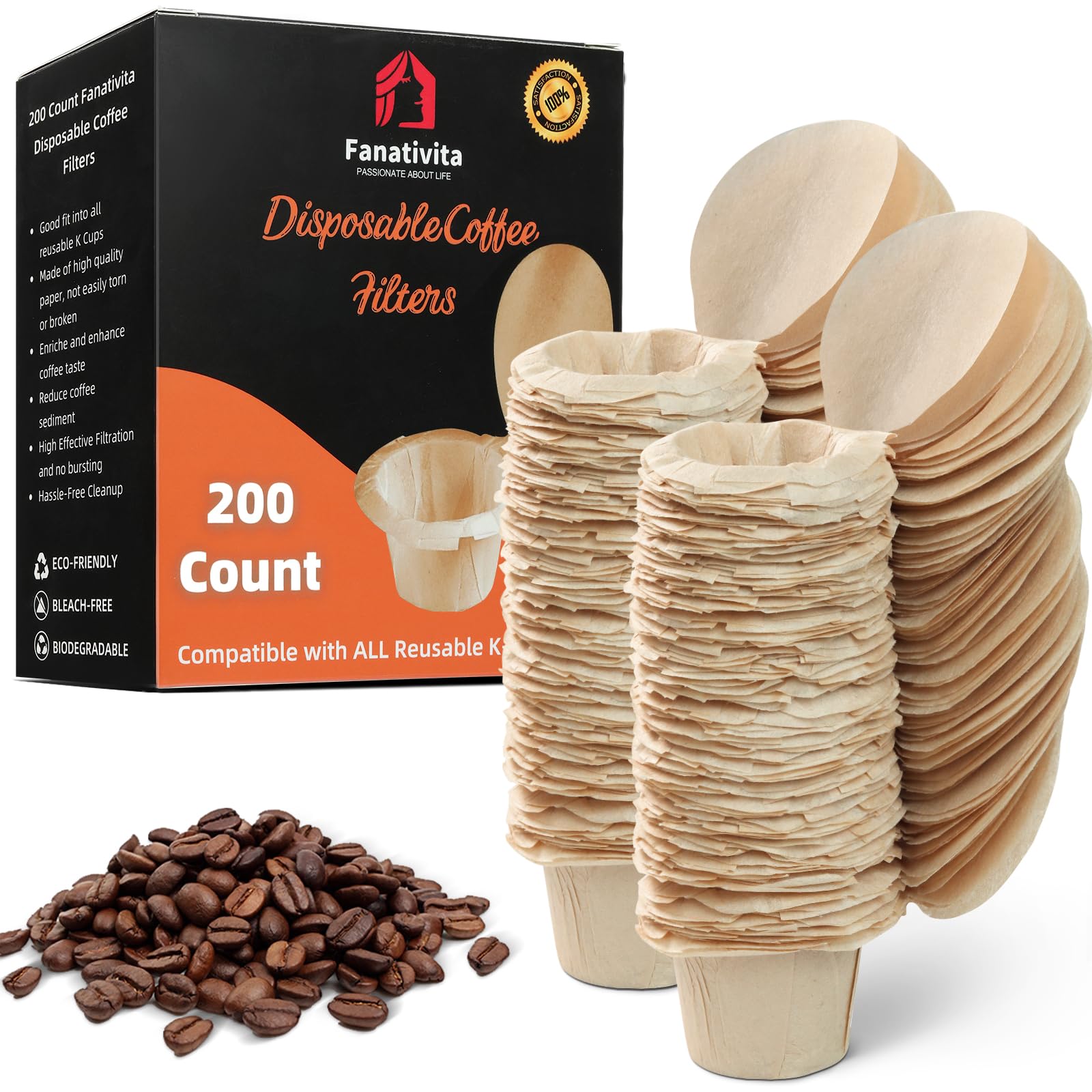 Amazon.com: 200 Count Fanativita K Cup Filters Disposable with Genius ...