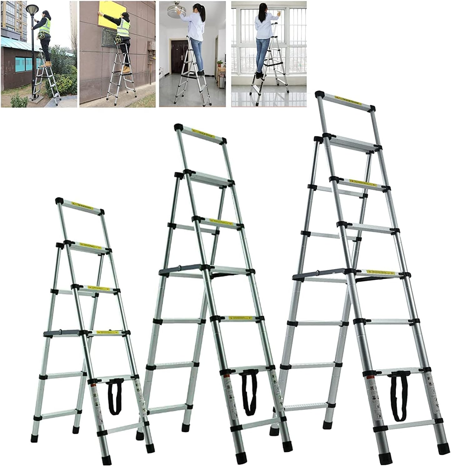 Amazon.com: OKUOKA Folding Ladder, 6.6ft+7.6ft Telescopic Extension ...
