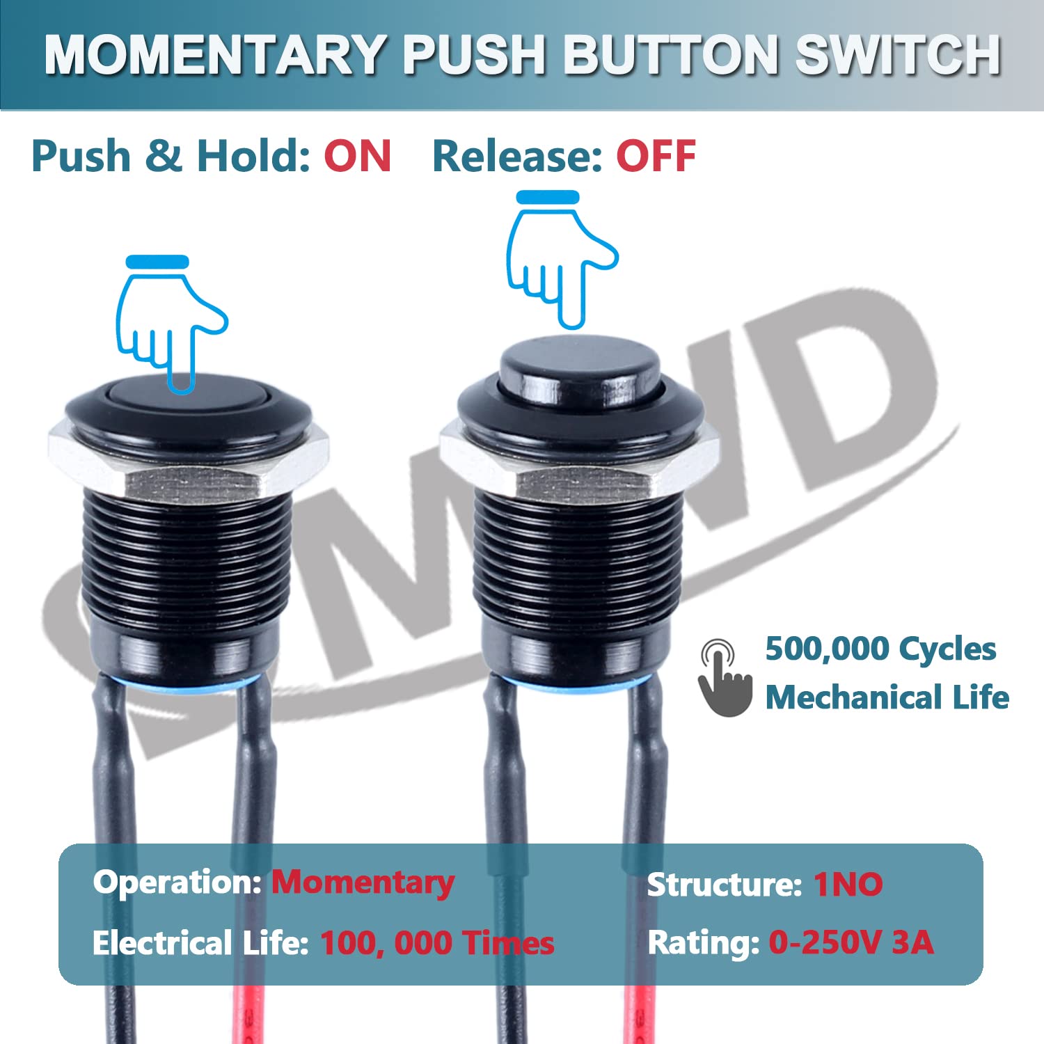 Snapklik.com : DMWD 5pcs 12mm Momentary Push Button Switch High Round Head