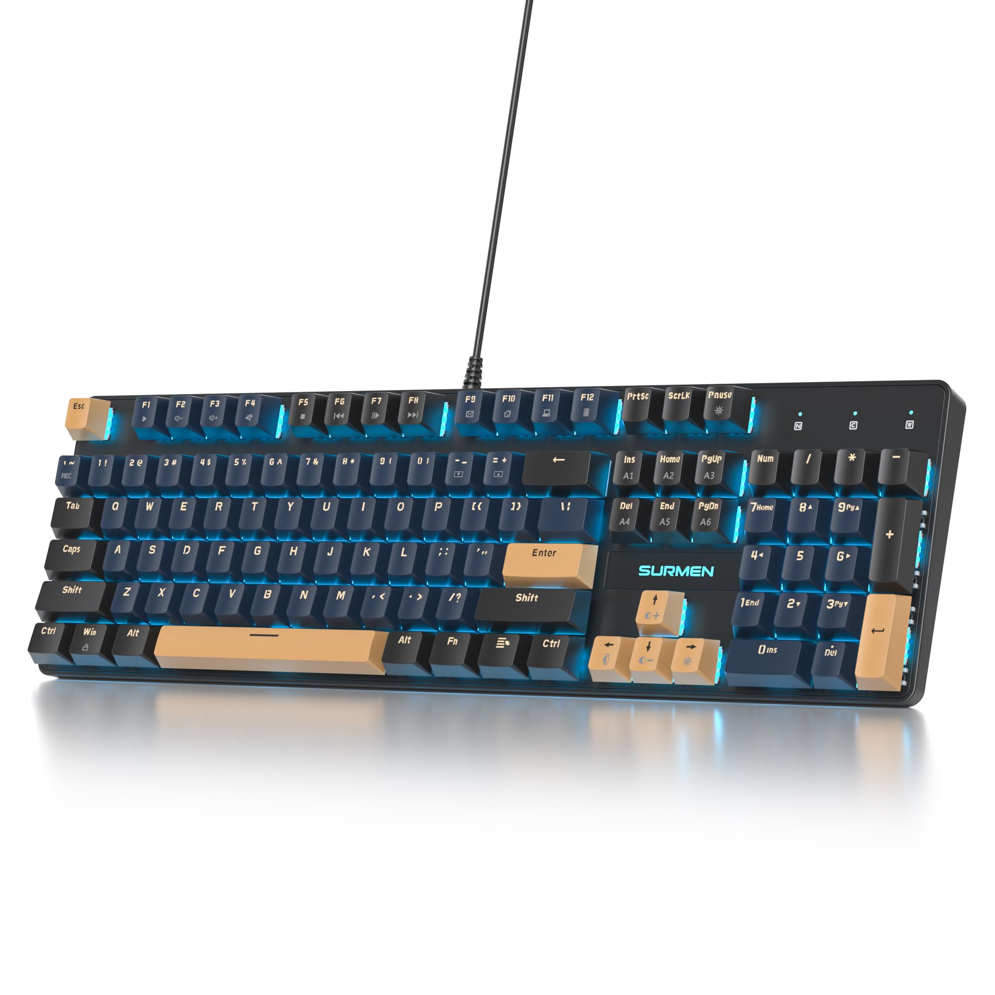 SOLIDEE Wired Full Size Mechanical Keyboard,US Layout QWERTY Keyboard ...