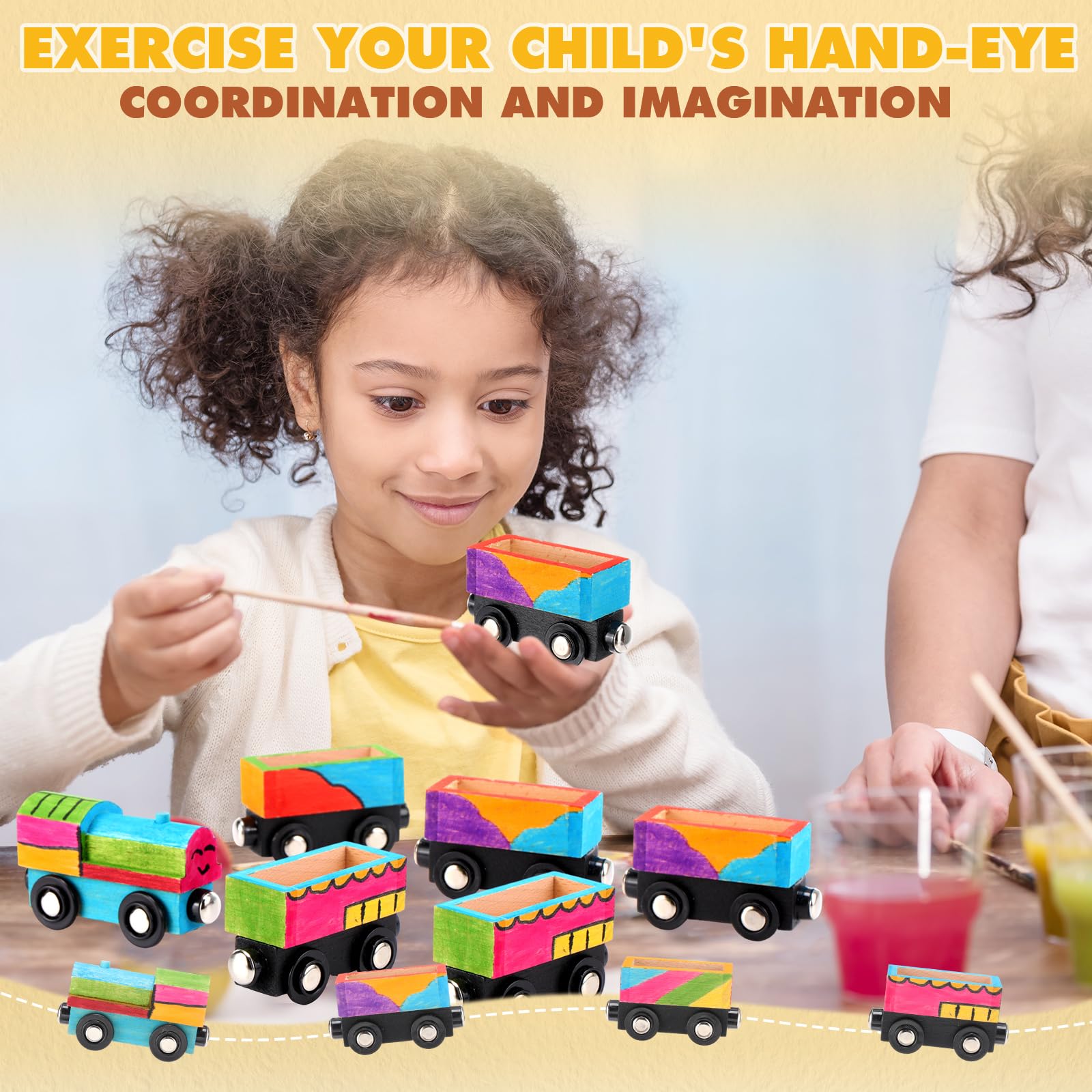 Snapklik.com : Lenwen 26 Pcs Unpainted Magnetic Wooden Trains Cars ...