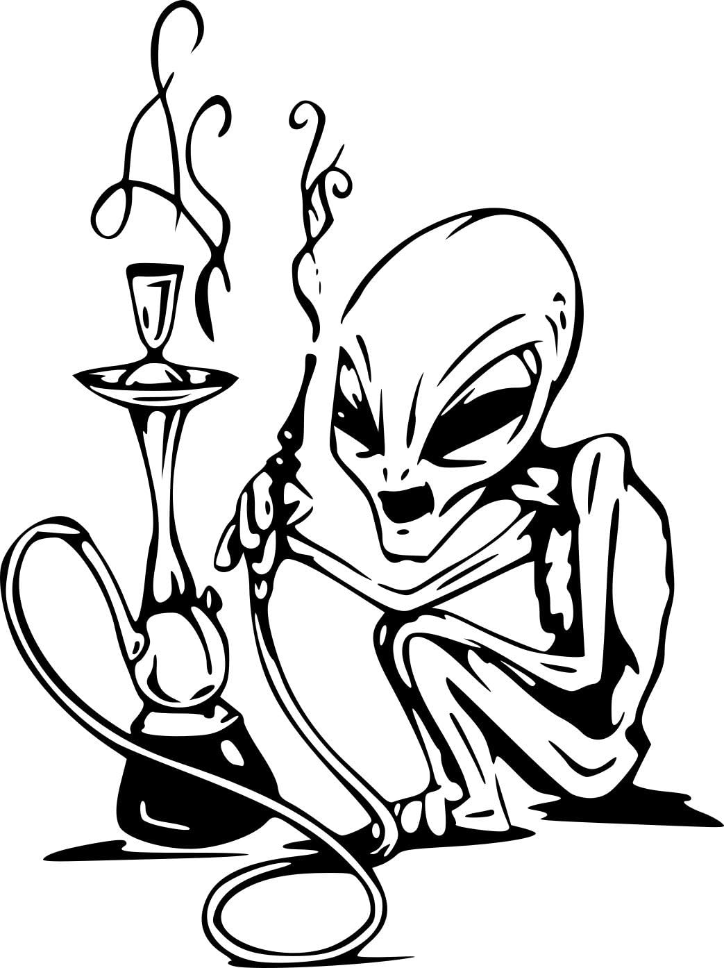 Amazon.com: Alien Weed Smoker Wall Sticker (Large: 60cm x 80cm / 24" x ...