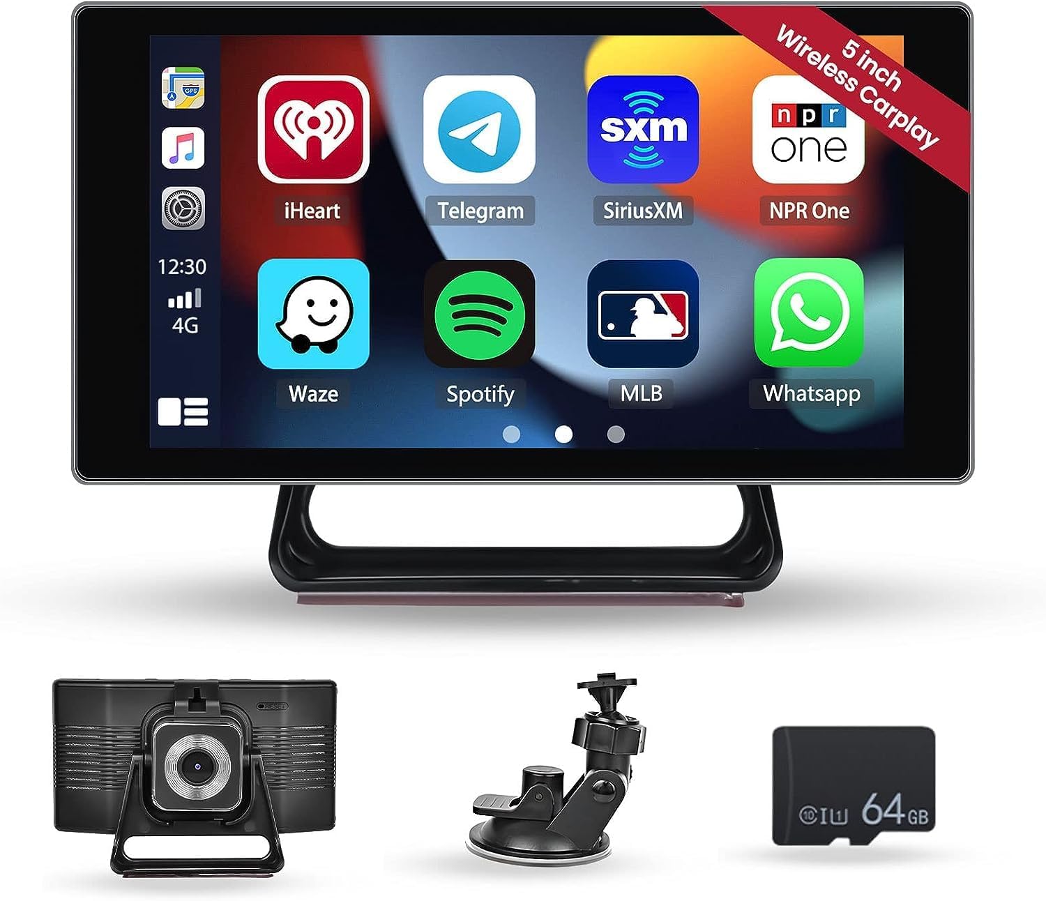Amazon.com: Portable Wireless Carplay Car Stereo Screen with 4K Dash ...