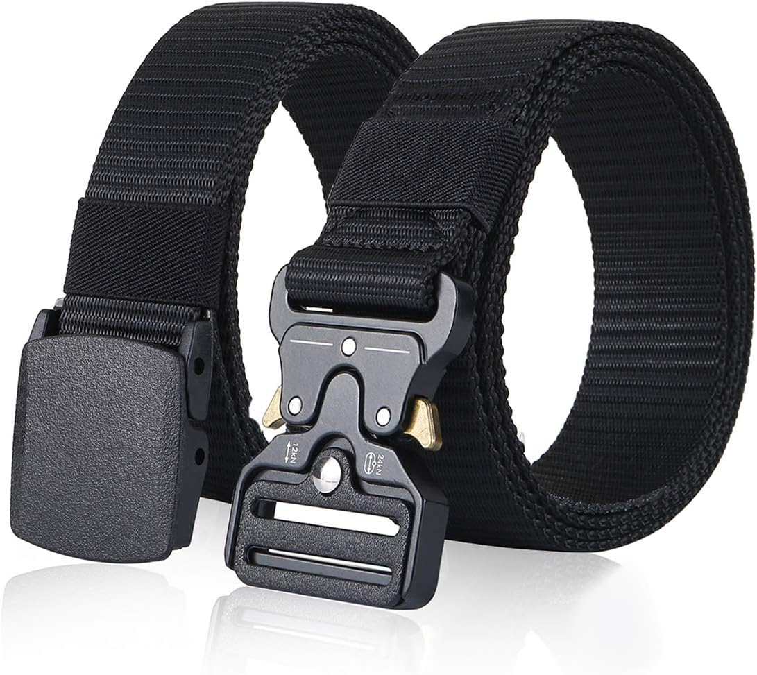 MIJIU Tactical Belt, Military Nylon Webbing Belt with Heavy-Duty Quick ...