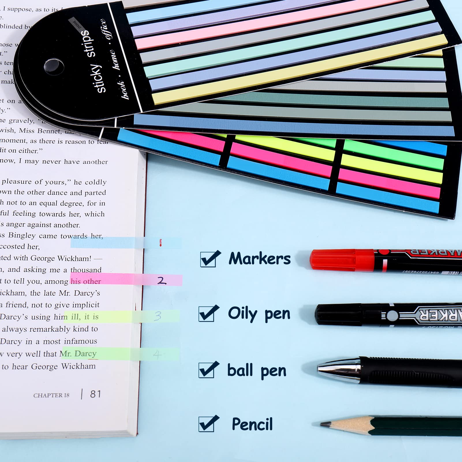 Snapklik.com : 1280Pcs Highlighter Tape, Transparent Sticky Long Page ...