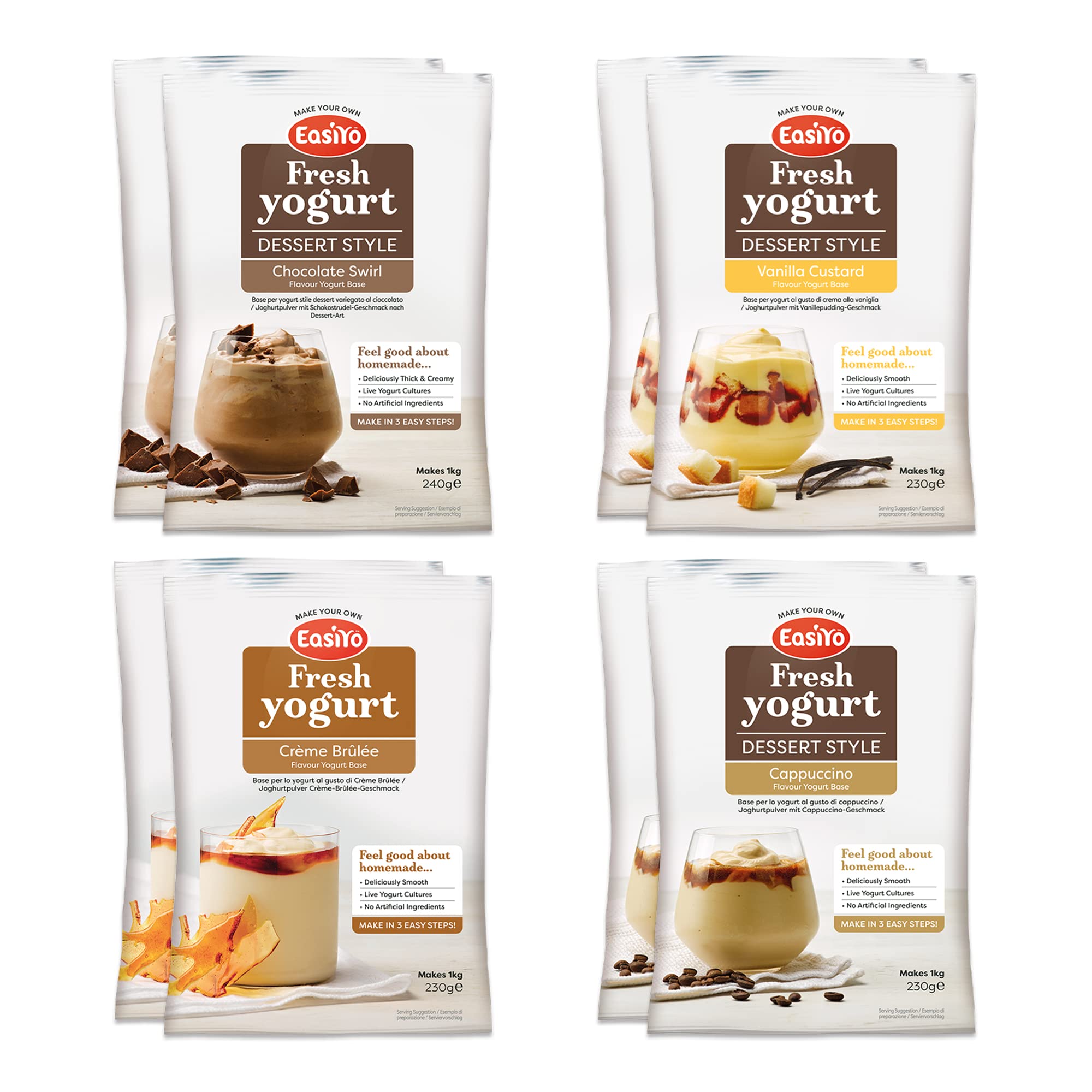 EasiYo Yogurt 8 Sachet Pack | EasiYo Dessert Mixed Pack | 2 x Chocolate ...