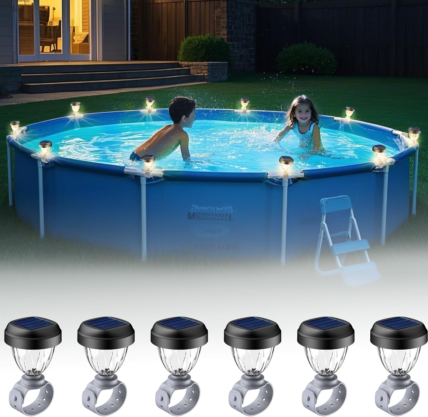 Amazon.com : JEMULICE Solar Pool Lights for Above Ground Pools, LED ...