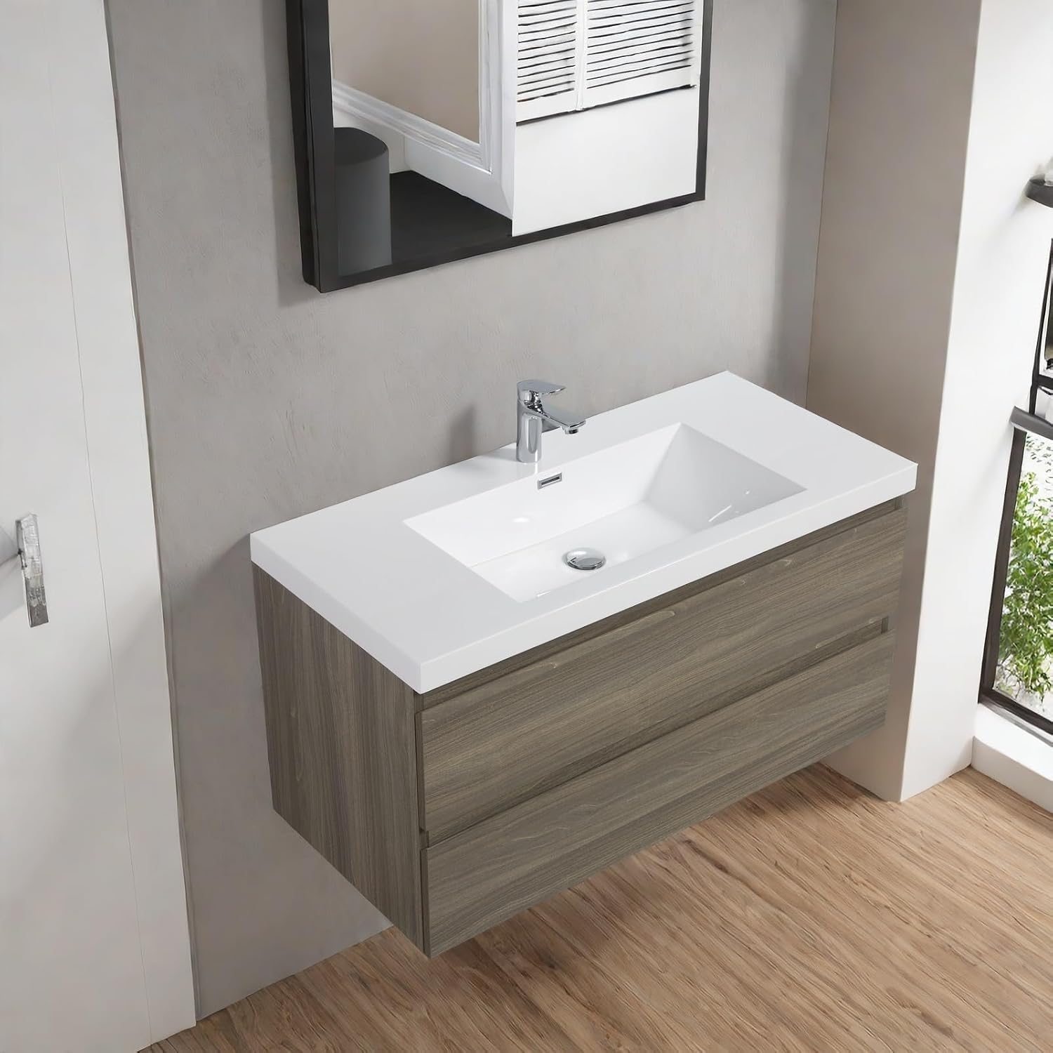 Amazon.com: ChicFurnit Bathroom Vanity,42" Wall-Mounted Vanity with ...