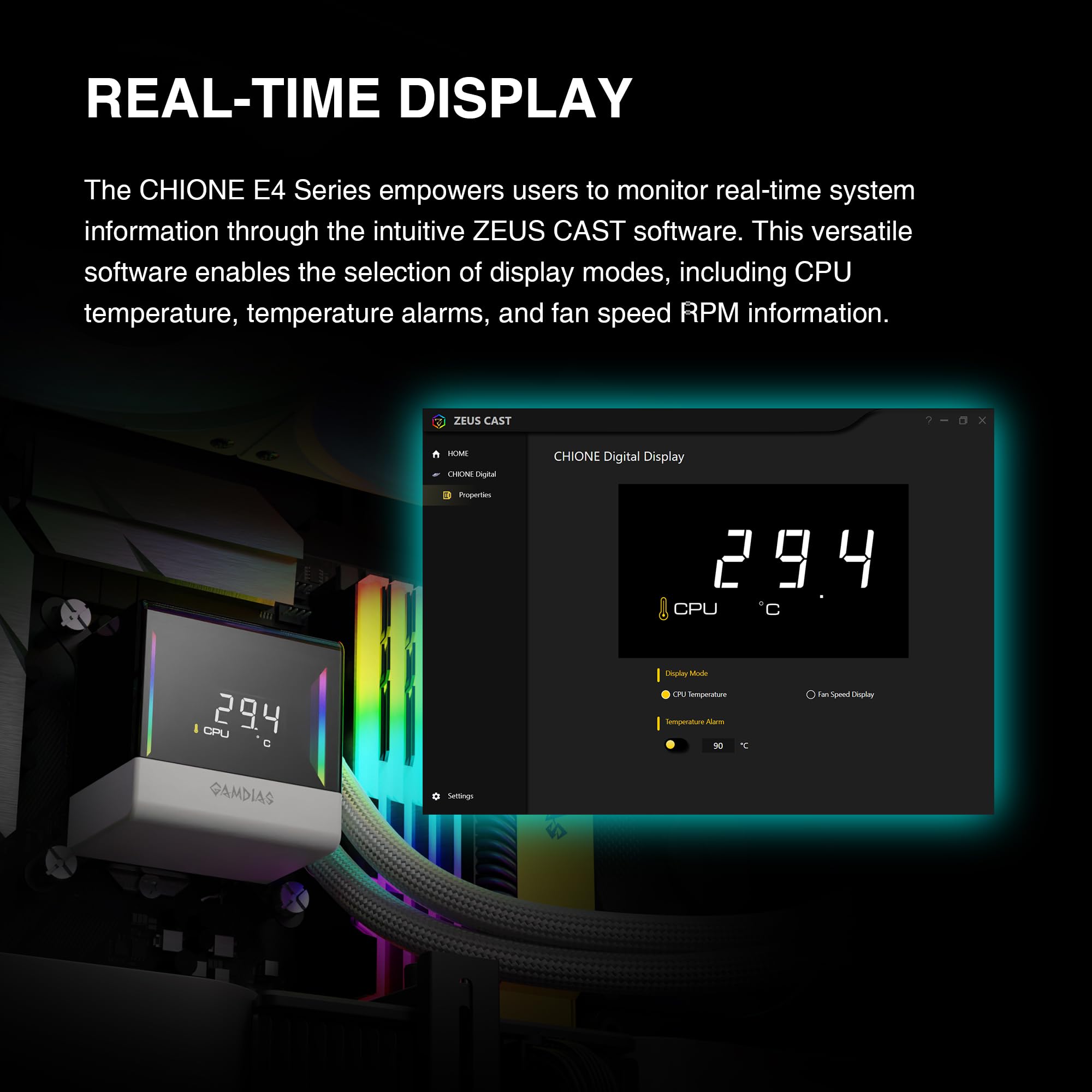Snapklik.com : CHIONE E4 240mm AIO CPU Liquid Cooler, Real-time Digital ...