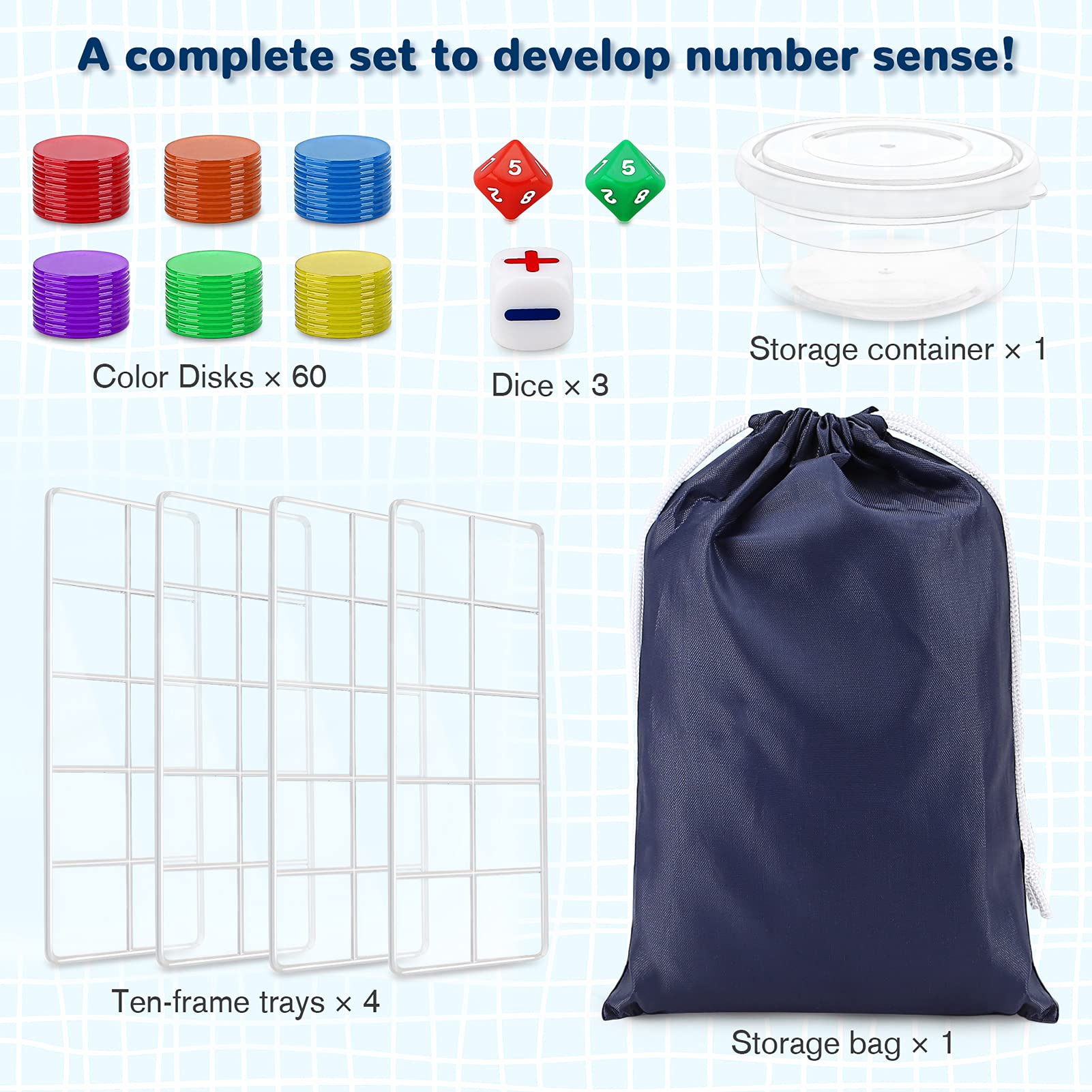 GAMENOTE Ten Frame Math Manipulatives Kindergarten Set - Ten-Frames ...